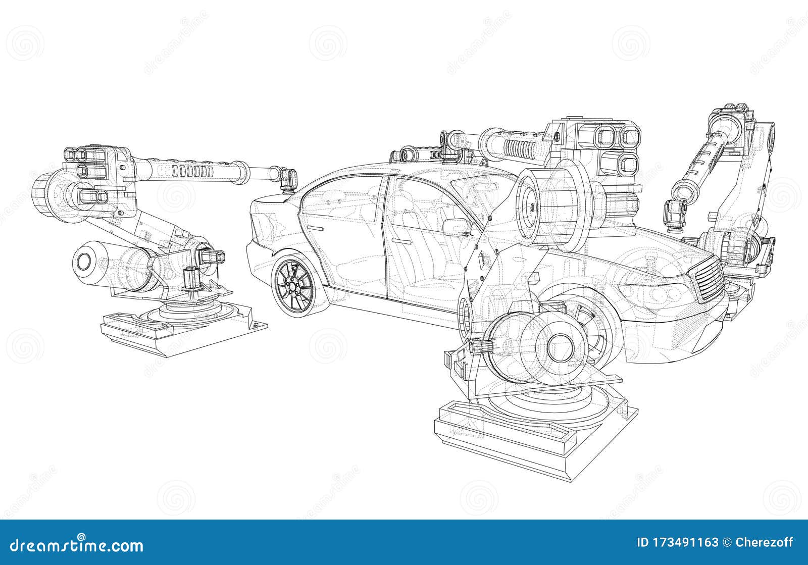 Assembly of Motor Vehicle. Vector Stock Vector - Illustration of ...
