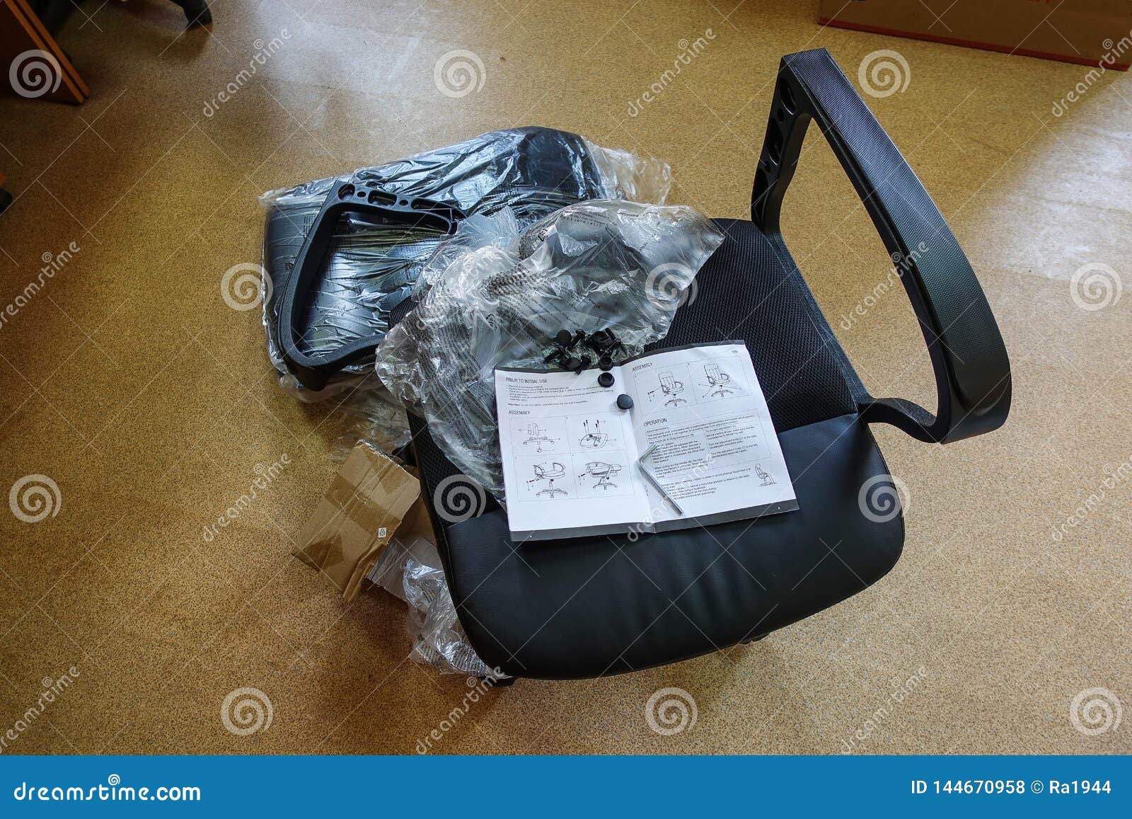 Assembly of Office Furniture. Instructions and Tools Stock Photo ...
