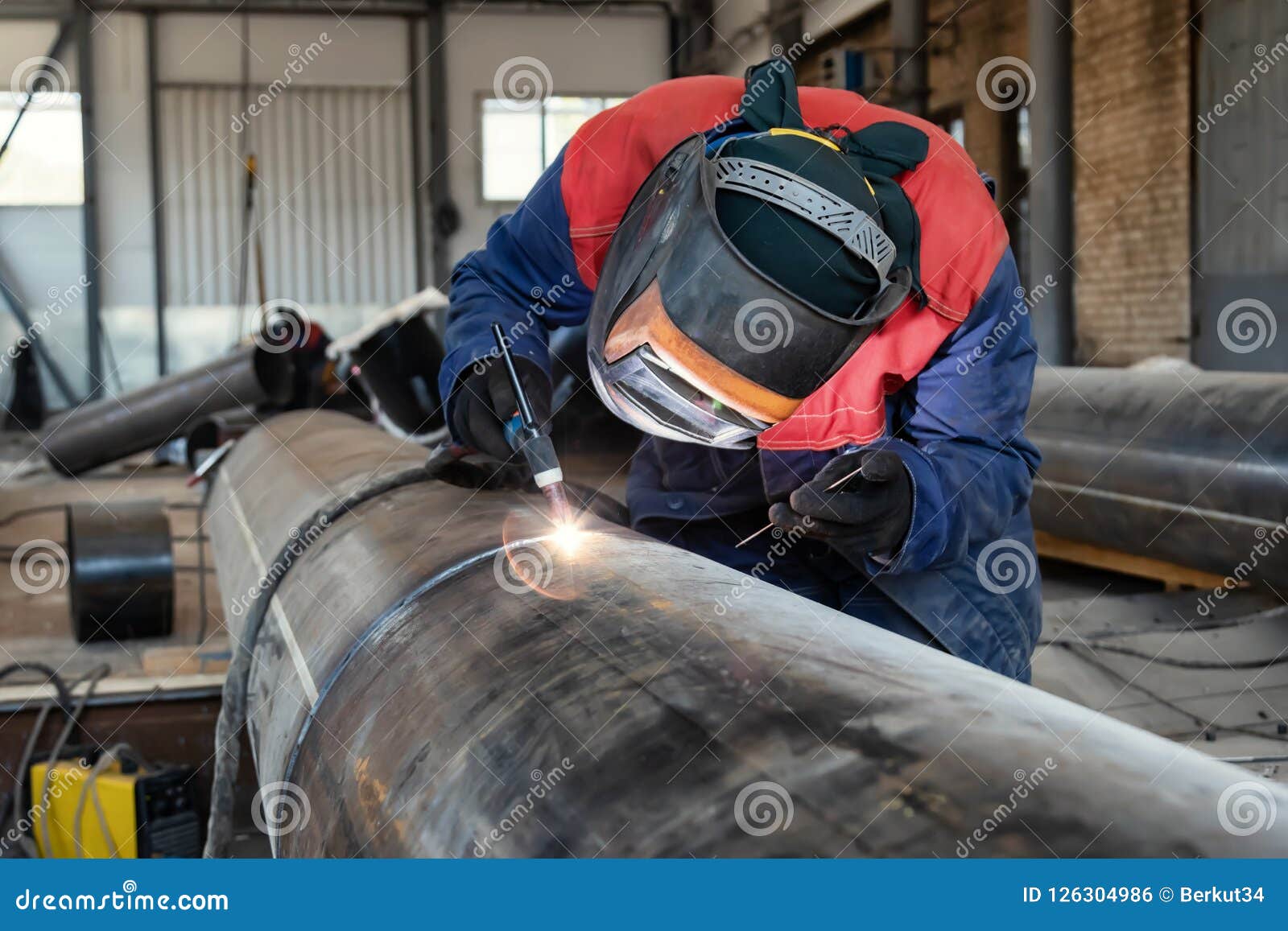 Welder, Arc Welding and Weld Seam Close-up Stock Photo - Image of ...