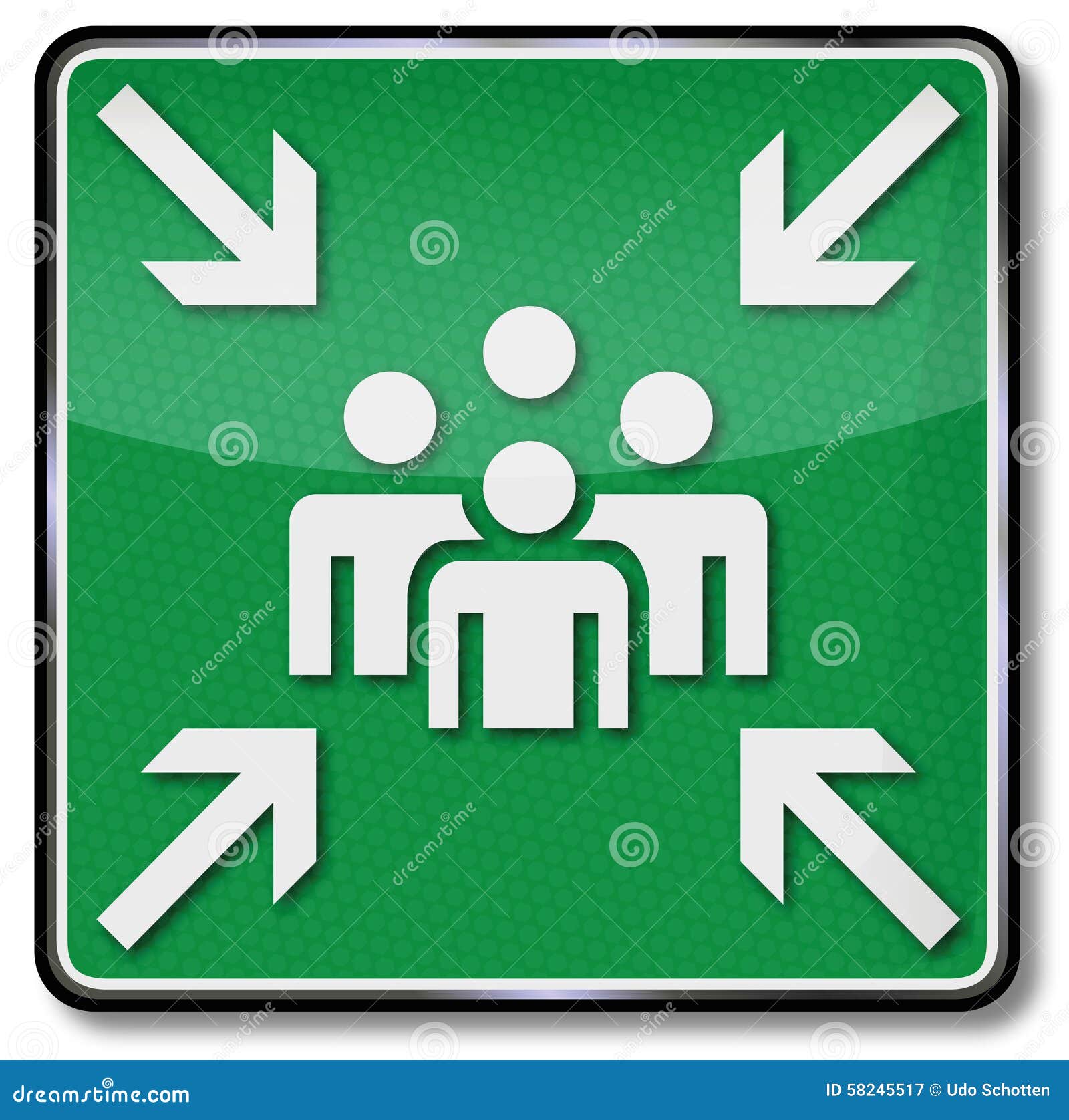 Assembly Point Sign, Fire Evacuation Meeting Place Cartoon Vector ...