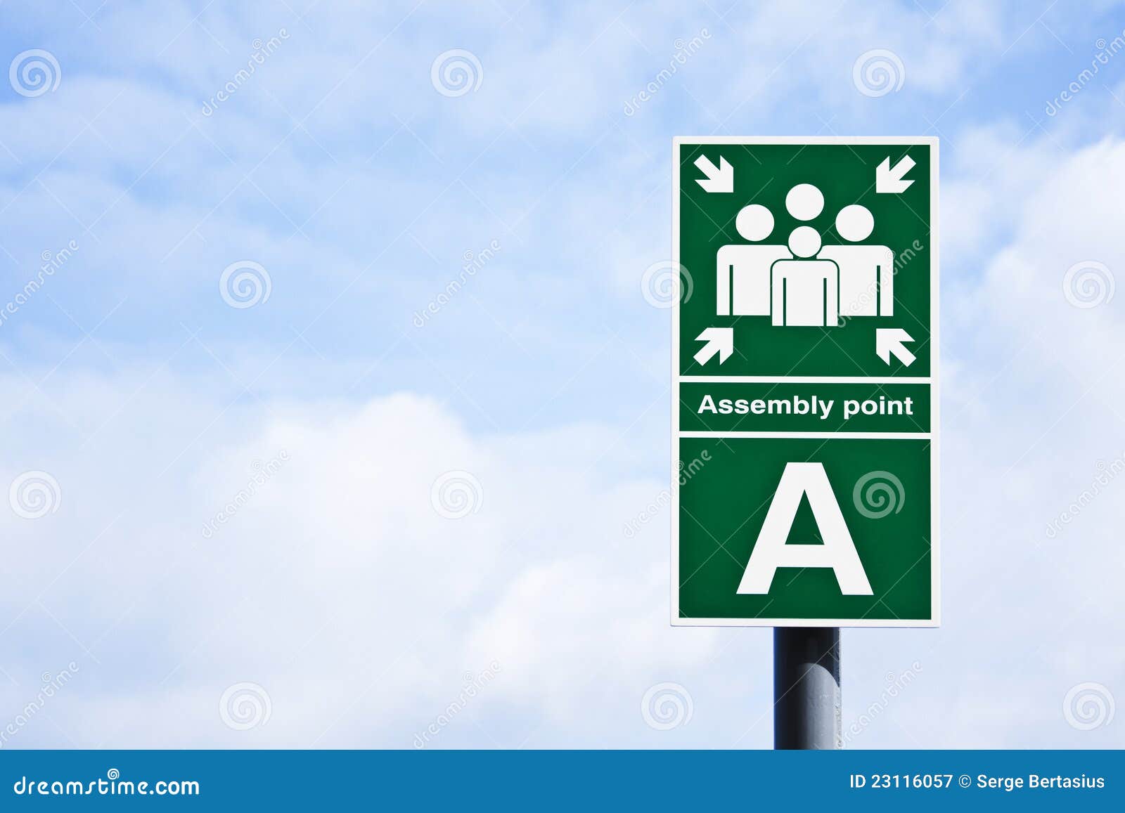 Assembly point sign stock image. Image of emergency - 23116057