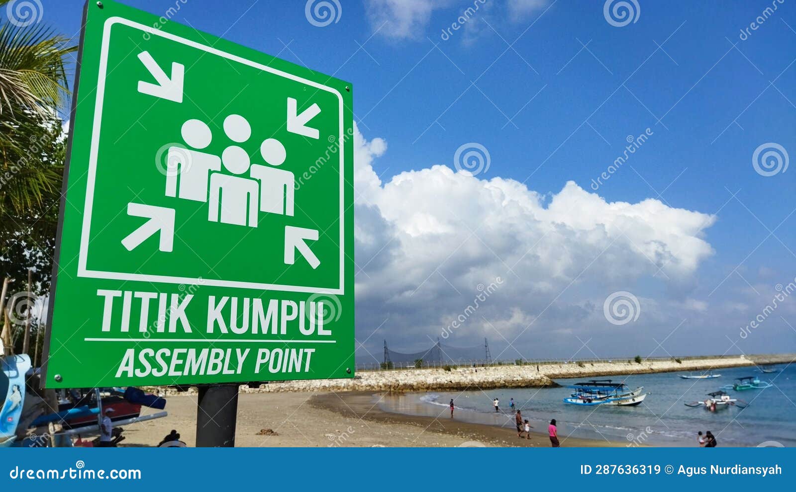 Assembly point sign stock image. Image of greenery, beauty - 287636319