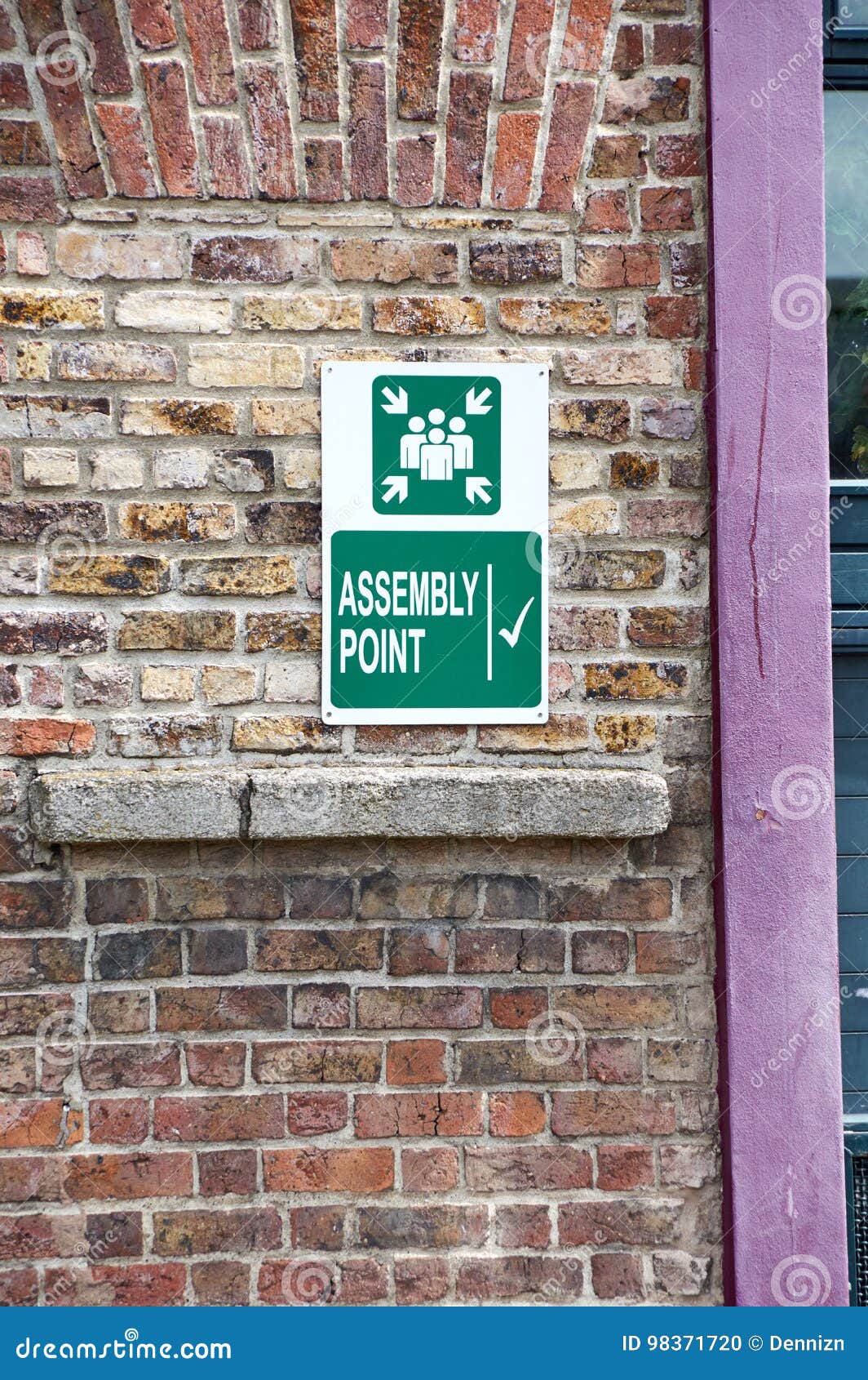 Assembly point sign stock photo. Image of emergency, notice - 98371720