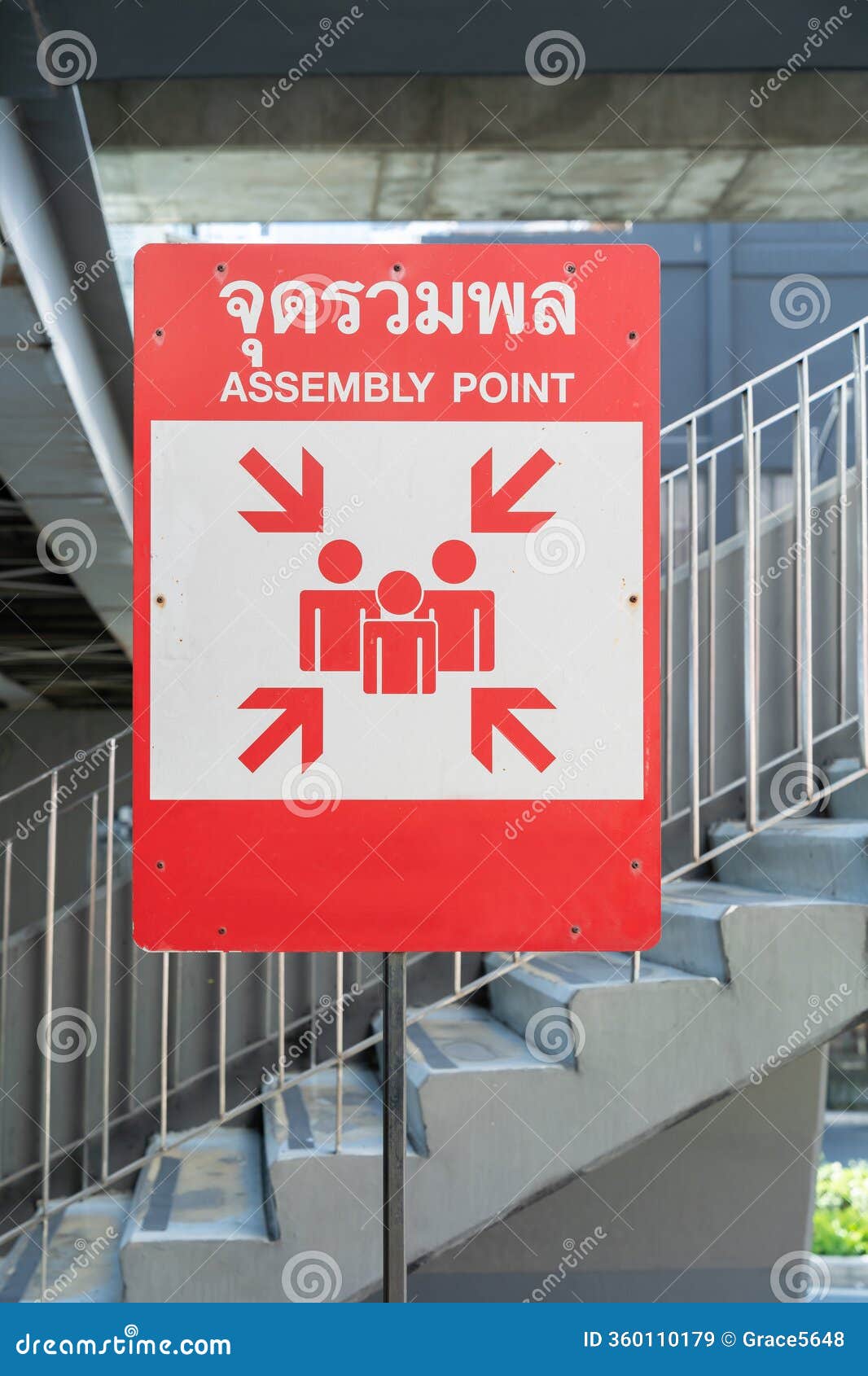 An Assembly Point Sign at the Exterior of a Building Stock Image ...