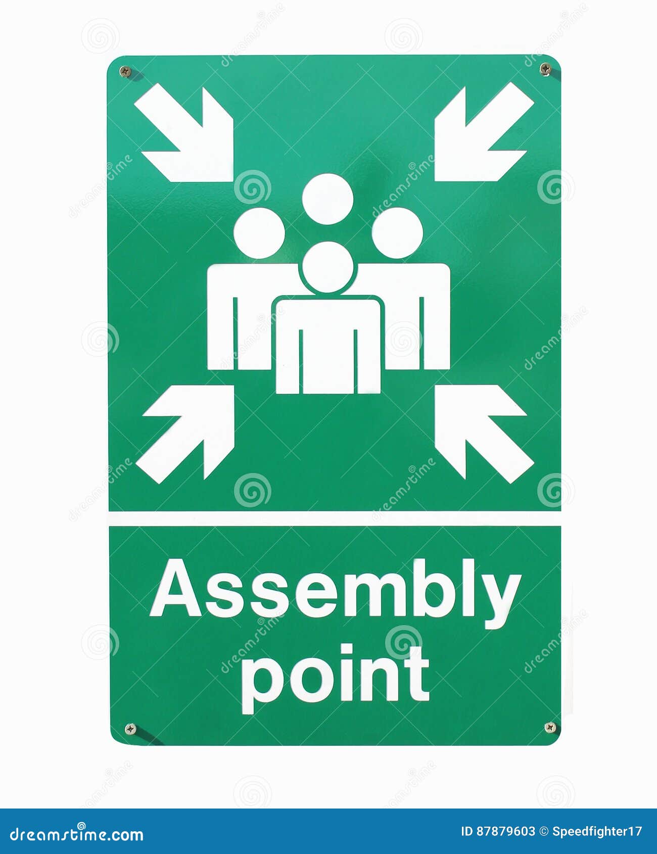 Assembly point sign stock image. Image of white, arrows - 87879603