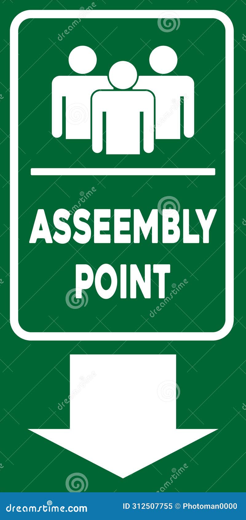 Assembly point sign stock vector. Illustration of point - 312507755