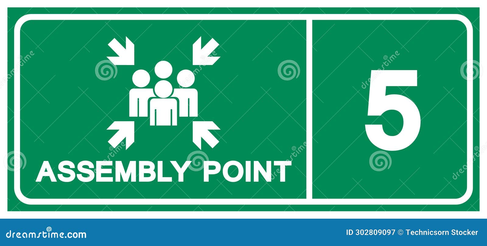 Assembly Point 5 Symbol Sign, Vector Illustration, Isolated on White ...