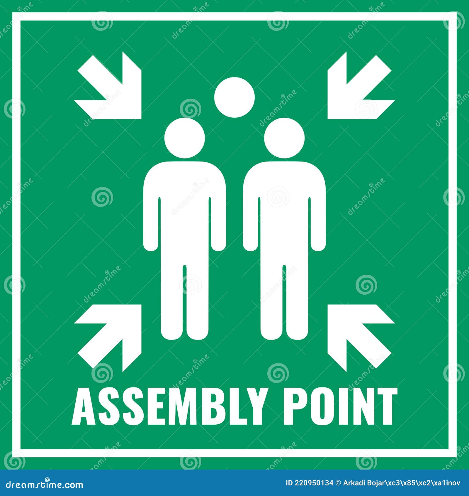 Muster And Assembly Point Label For Fire Evacuation, Vector ...