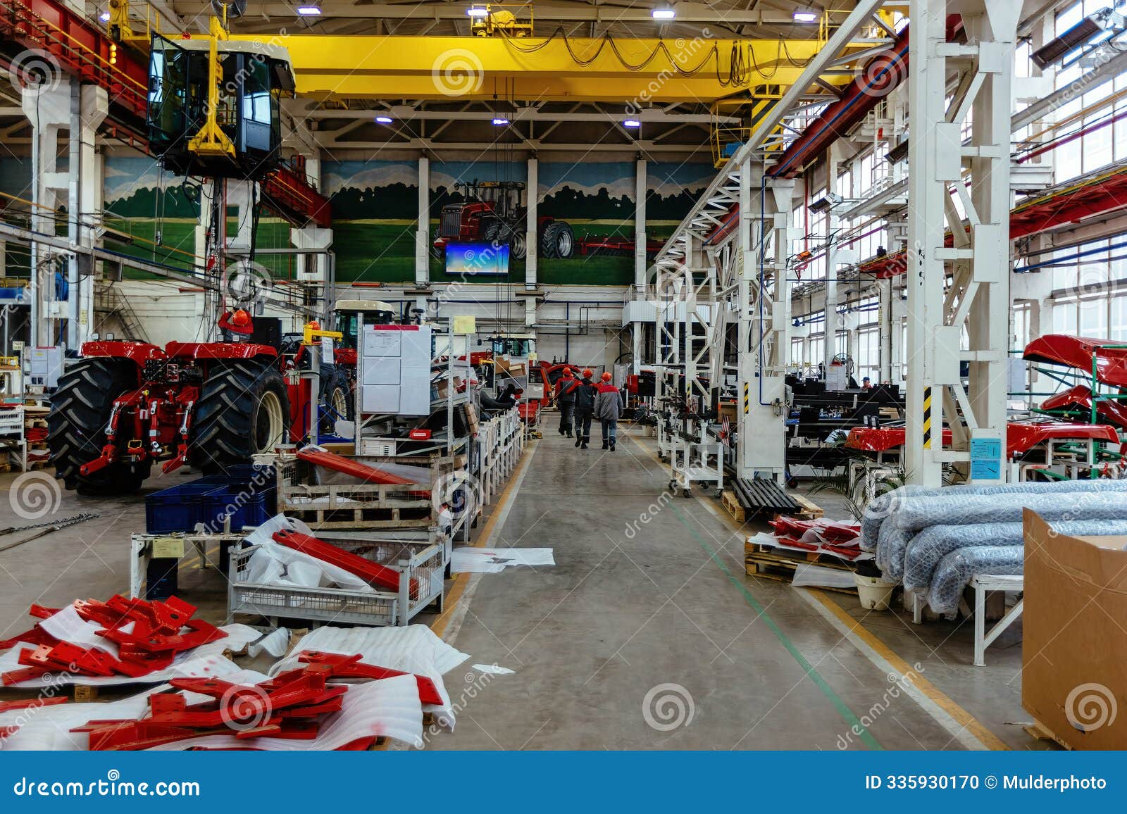 Assembly Process of Agricultural Tractors in Industrial Workshop Stock ...