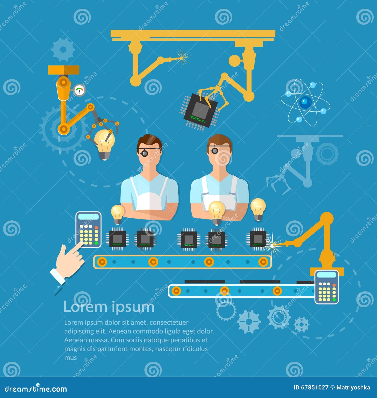 Assembly and Production of Computers Banners Stock Vector ...