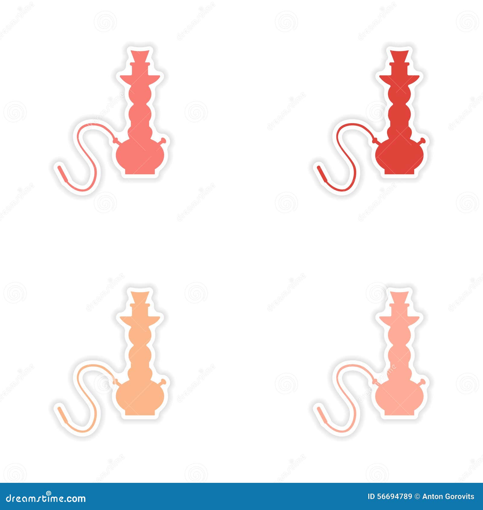 Assembly Realistic Sticker Design on Paper Hookah Stock Vector ...