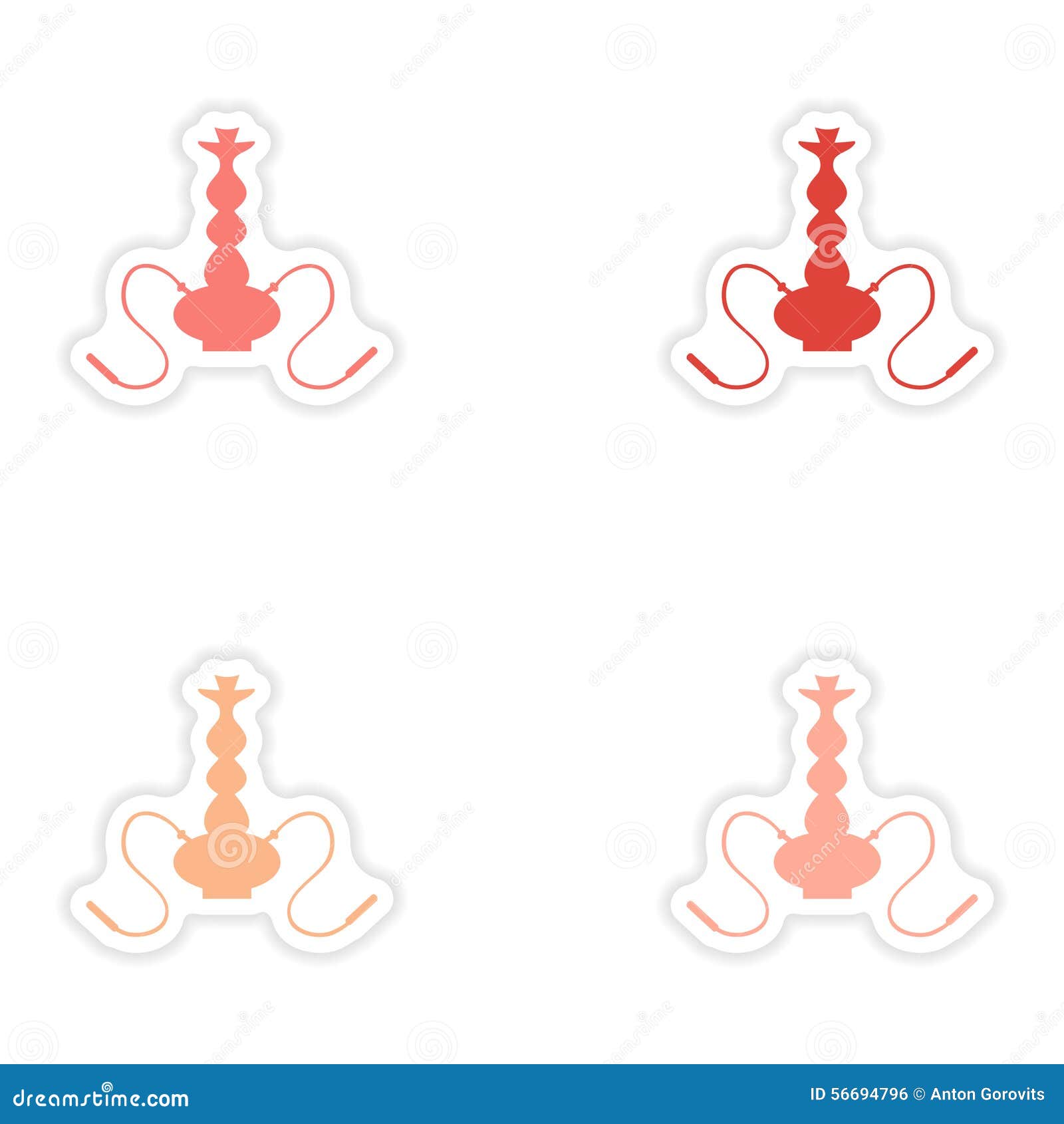Assembly Realistic Sticker Design On Paper Hookah Vector Illustration ...