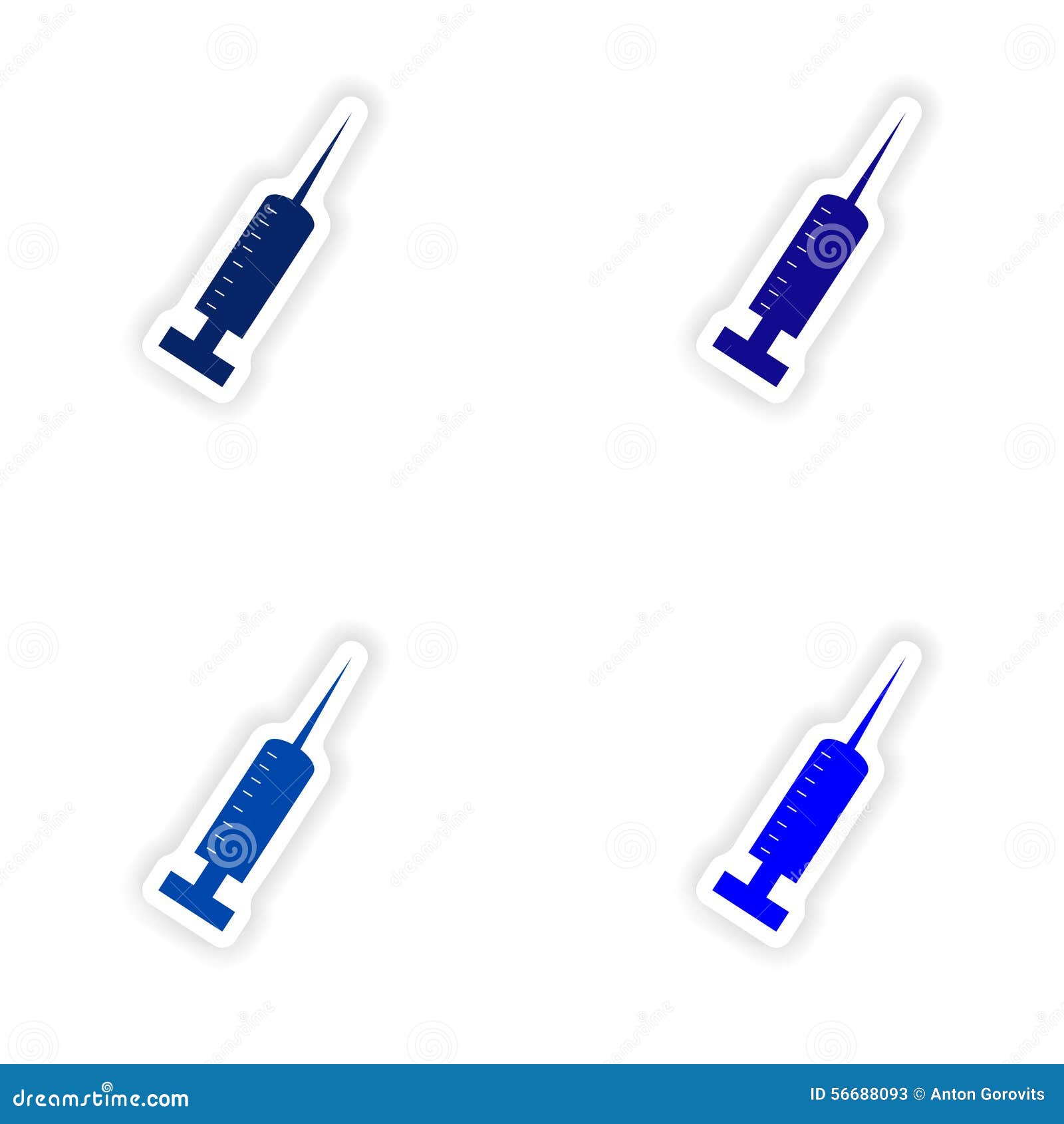 Assembly Realistic Sticker Design On Paper Syringe Cartoon Vector ...