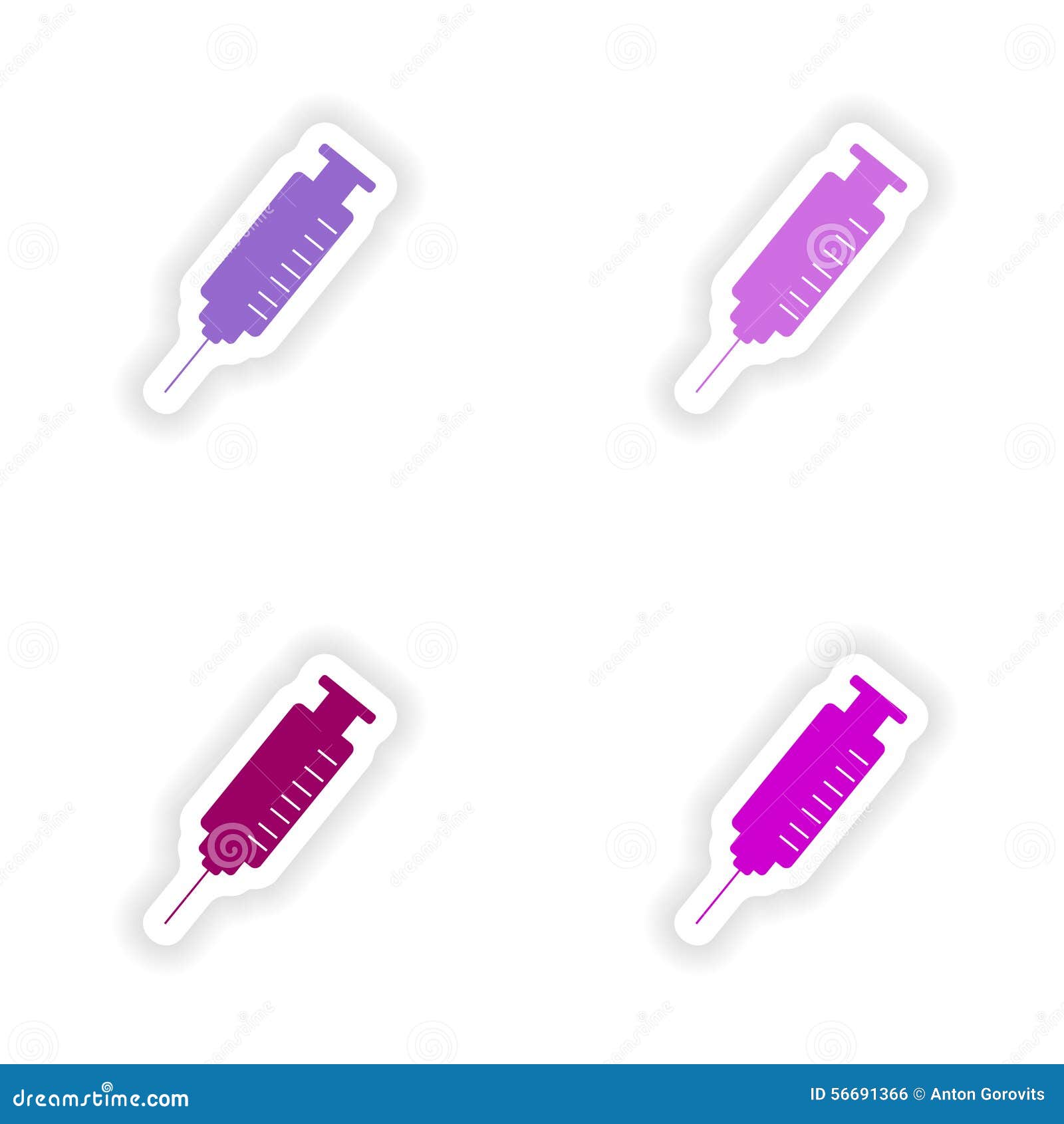 Assembly Realistic Sticker Design on Paper Syringe Stock Vector ...