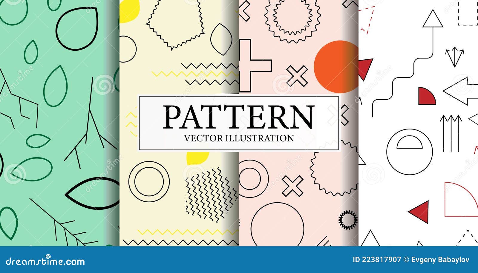 Assembly of Seamless Patterns, Abstract Shapes - Vector Stock Vector ...