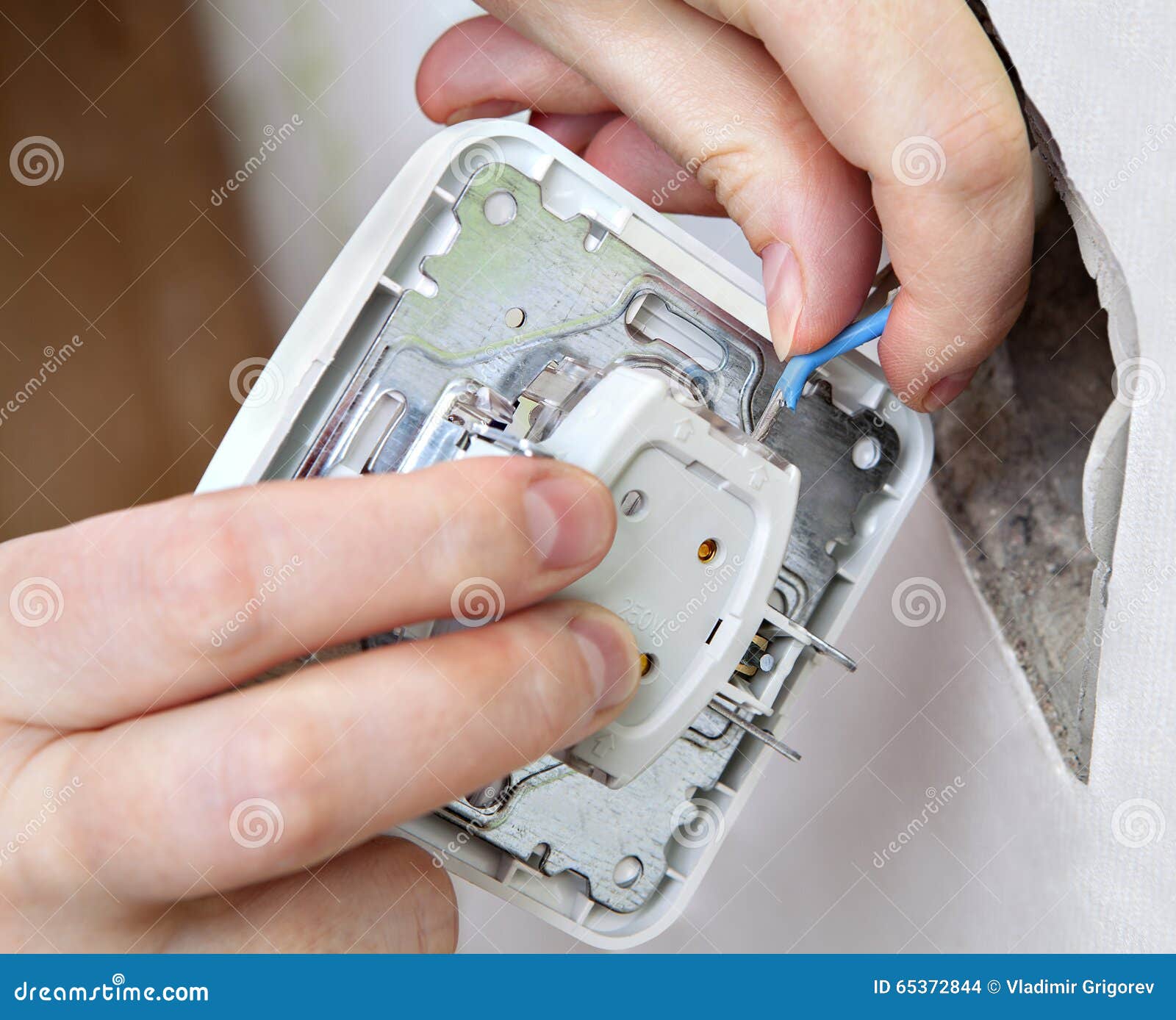 Assembly, Switches Located Inside the Wall, Close-up Stock Photo ...