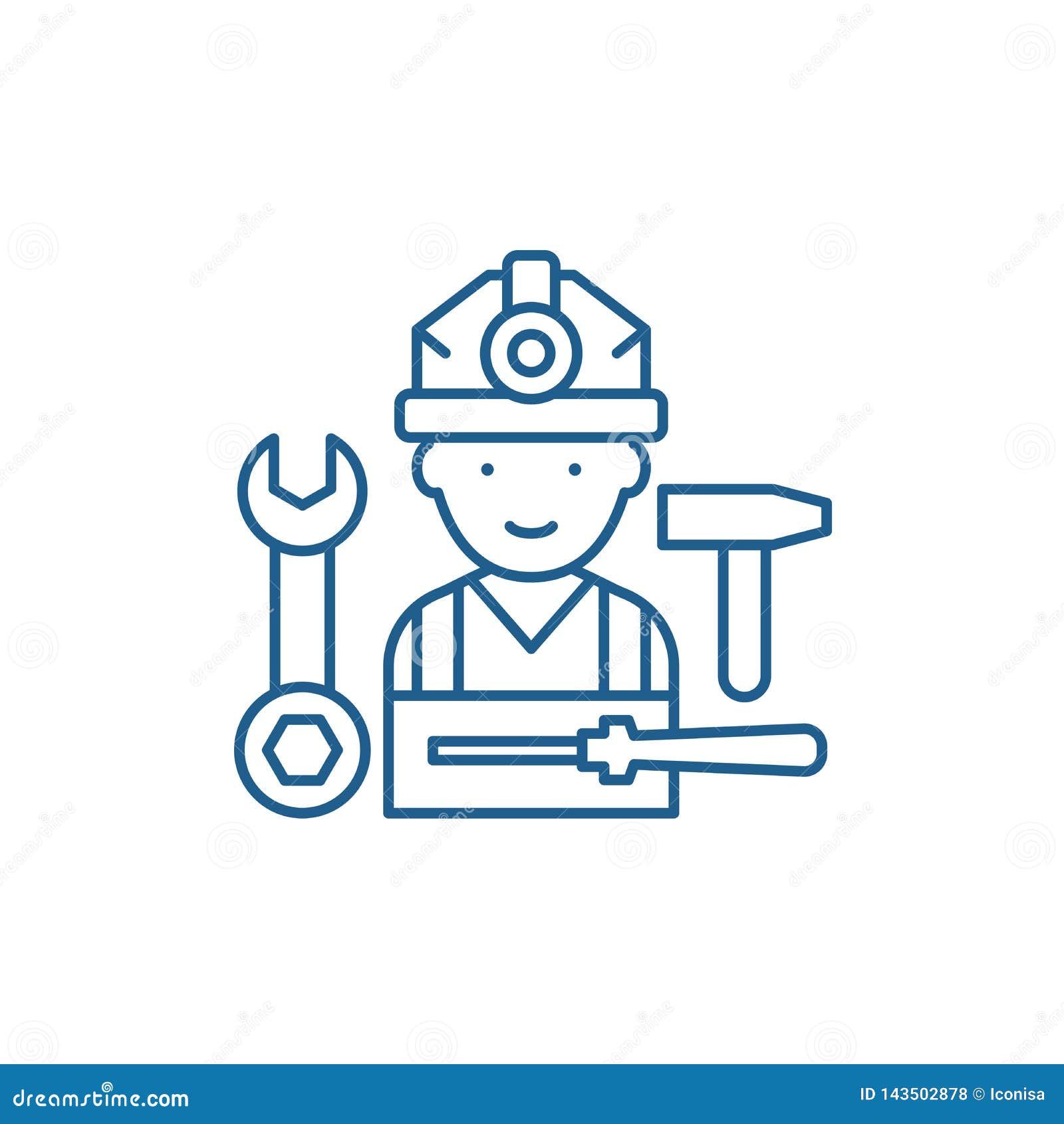 Assembly Work Line Icon Concept. Assembly Work Flat Vector Symbol, Sign ...