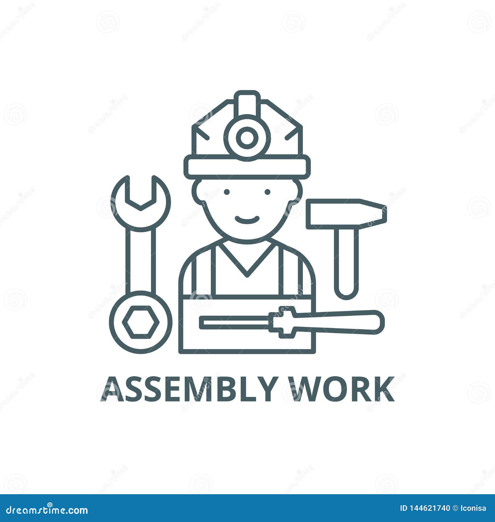 Assembly Work Line Icon, Vector. Assembly Work Outline Sign, Concept ...