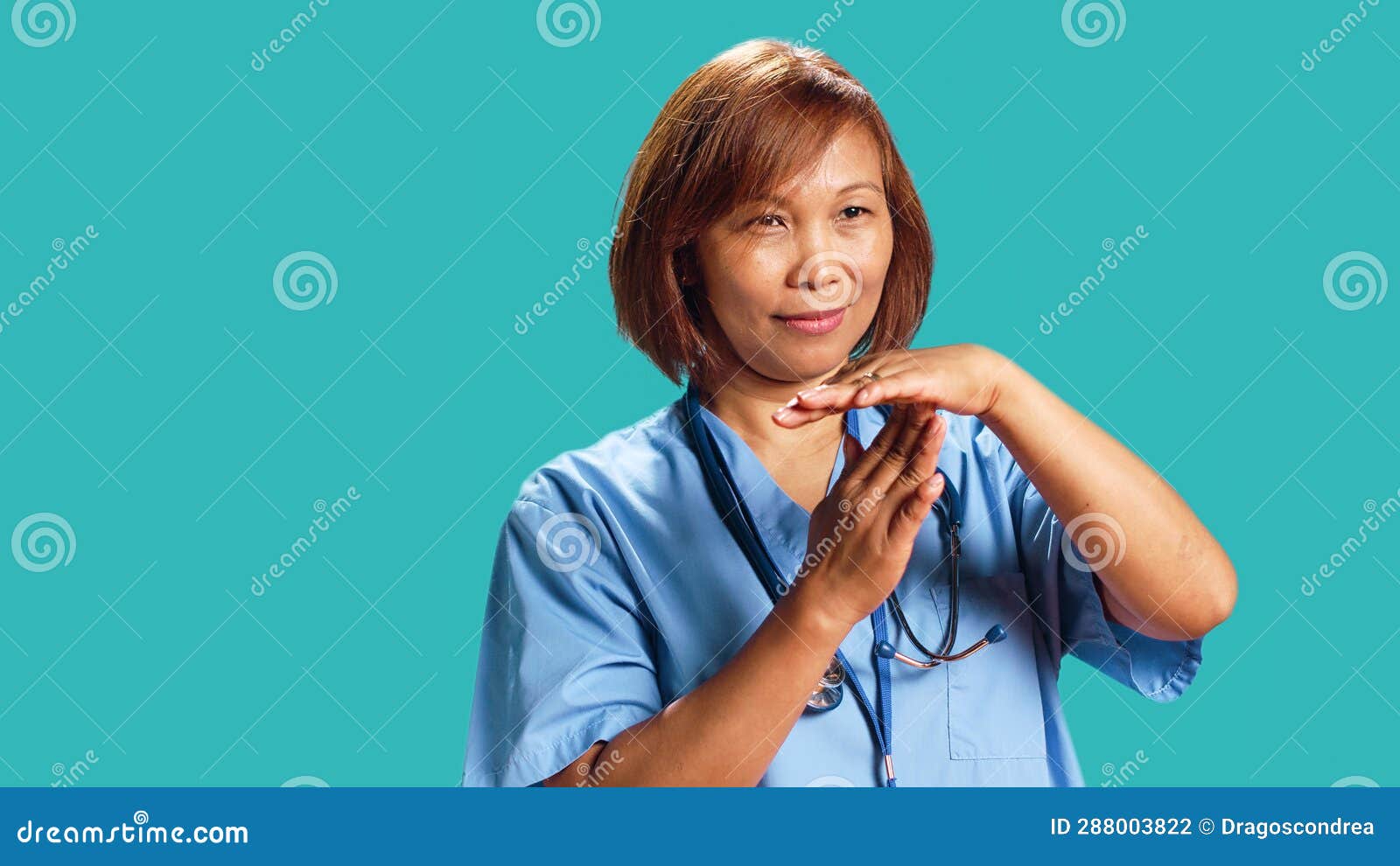 Assertive Asian Nurse Asking for Timeout Stock Photo - Image of nurse ...