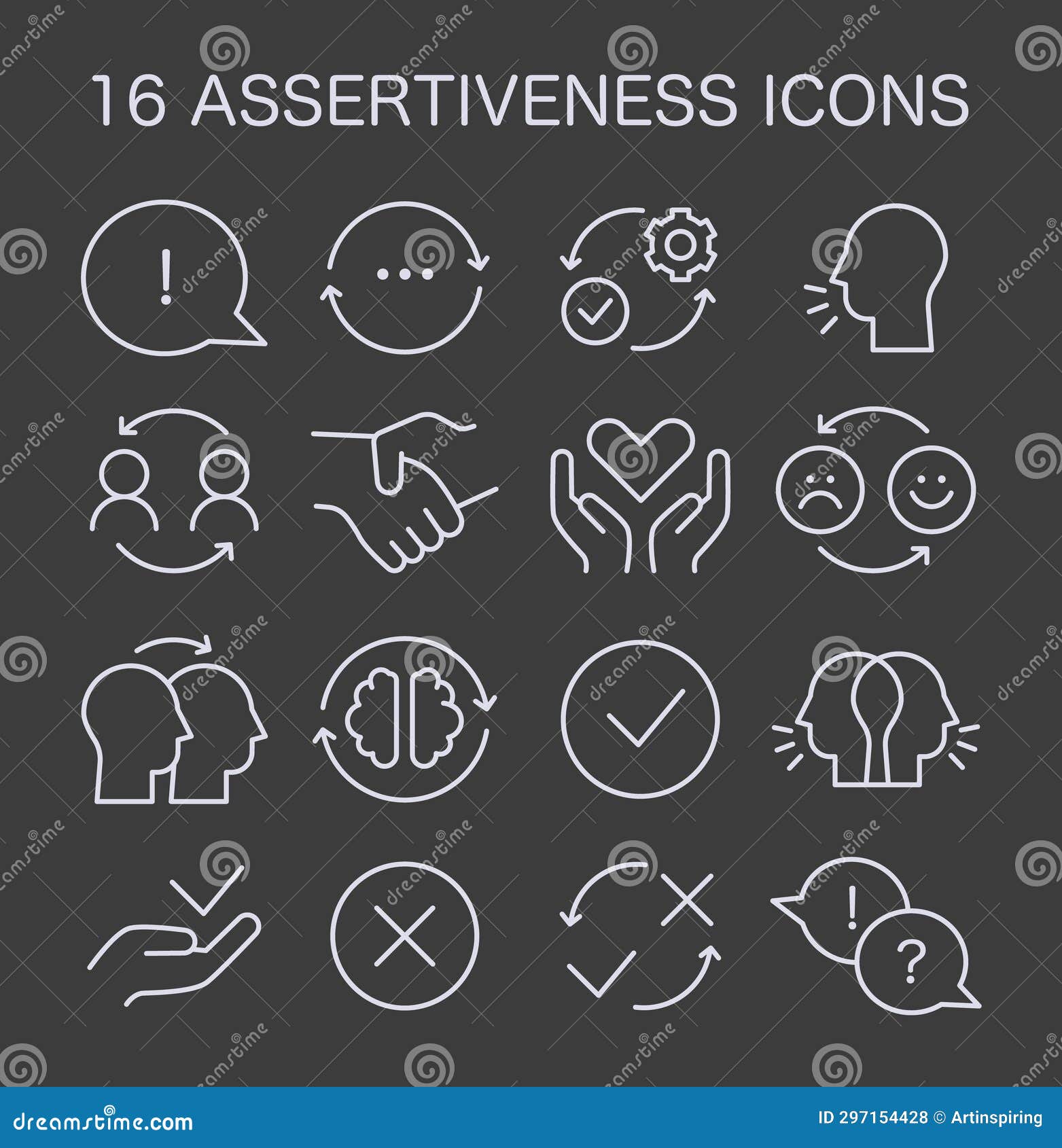 Assertiveness Icon Set. Flat Vector Illustration Stock Illustration ... Assertiveness Icon Set. Flat Vector Illustration Stock Illustration ...