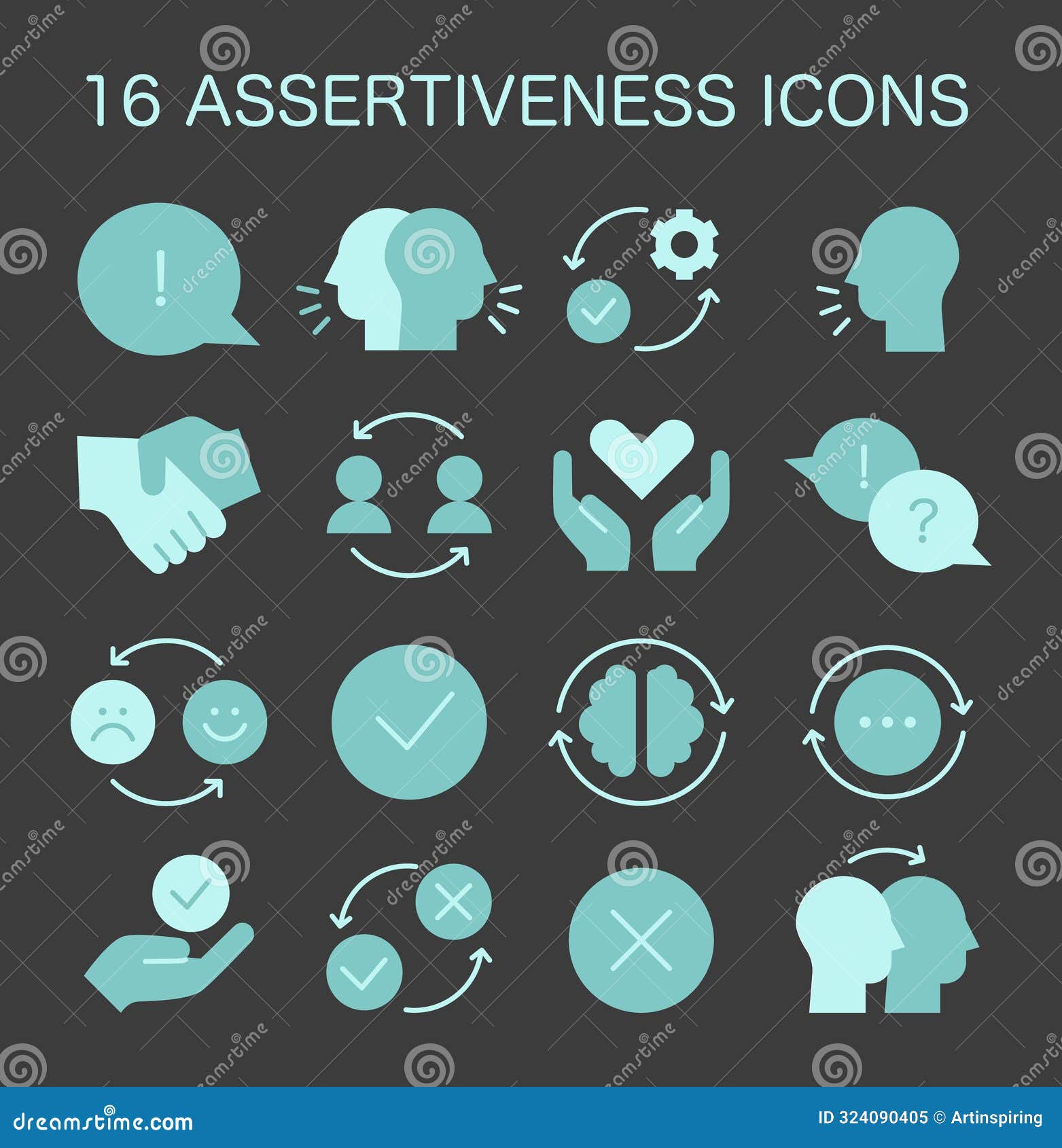 Assertiveness Icon Set. Flat Vector Stock Illustration - Illustration ...
