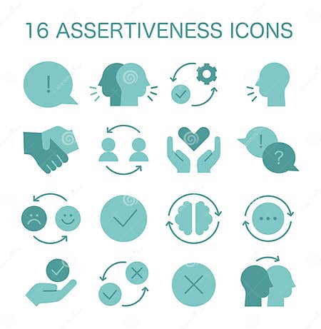 Assertiveness Icon Set. Flat Vector Illustration Stock Vector ...