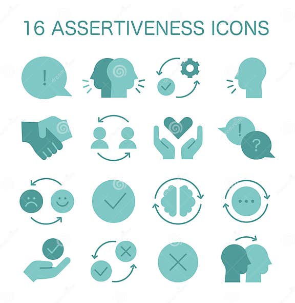 Assertiveness Icon Set. Flat Vector Illustration Stock Vector ...