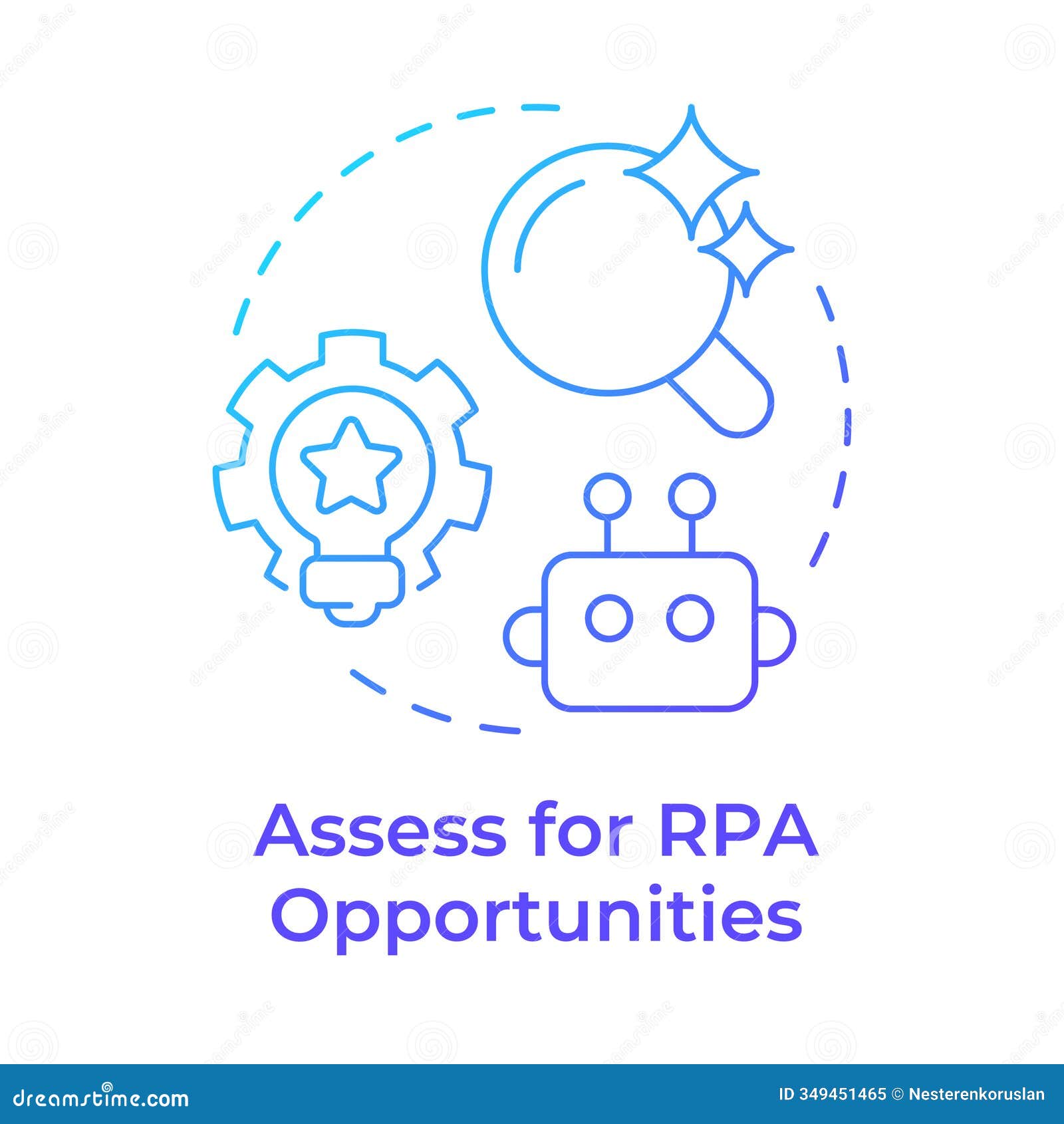 Assess for RPA Opportunities Blue Gradient Concept Icon Stock Vector ...