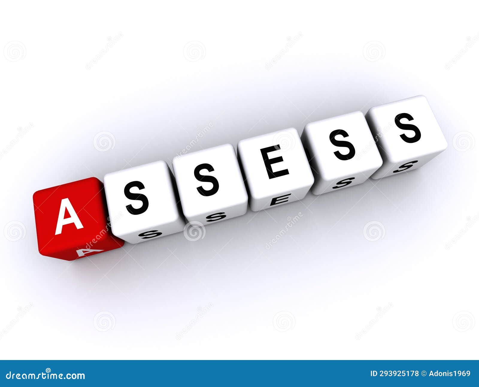 Assess word block on white stock photo. Image of scrutinize - 293925178