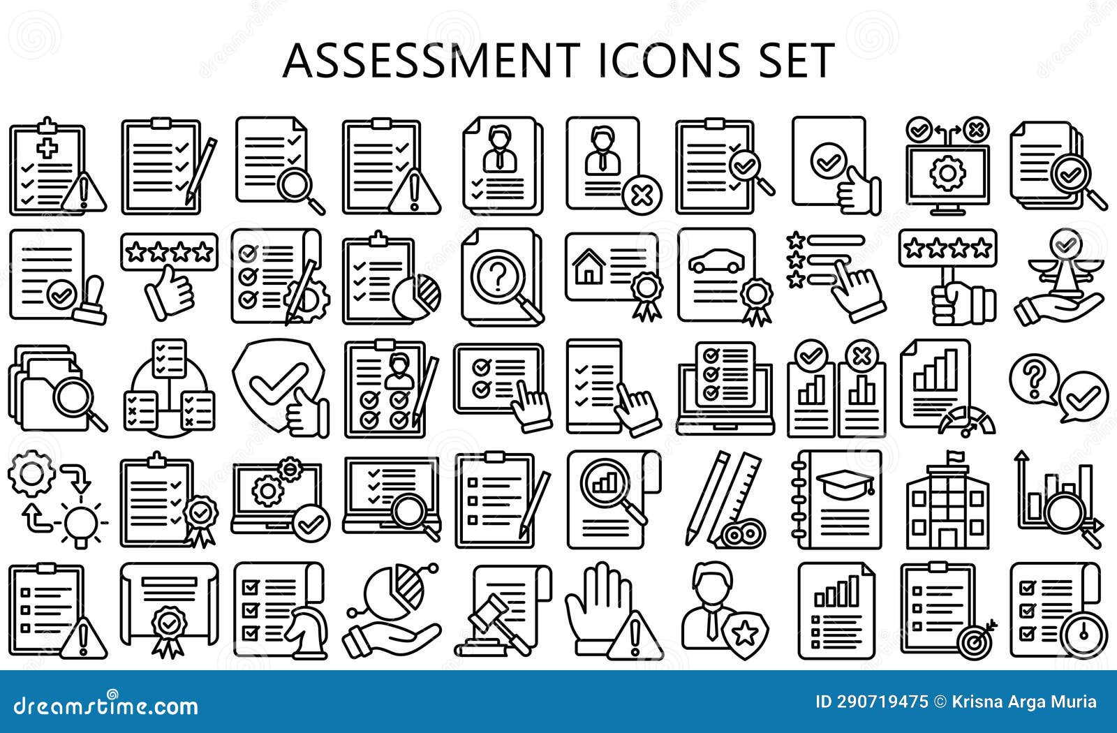 Assessment Black Outline Icons Pack. Stock Vector - Illustration of ...