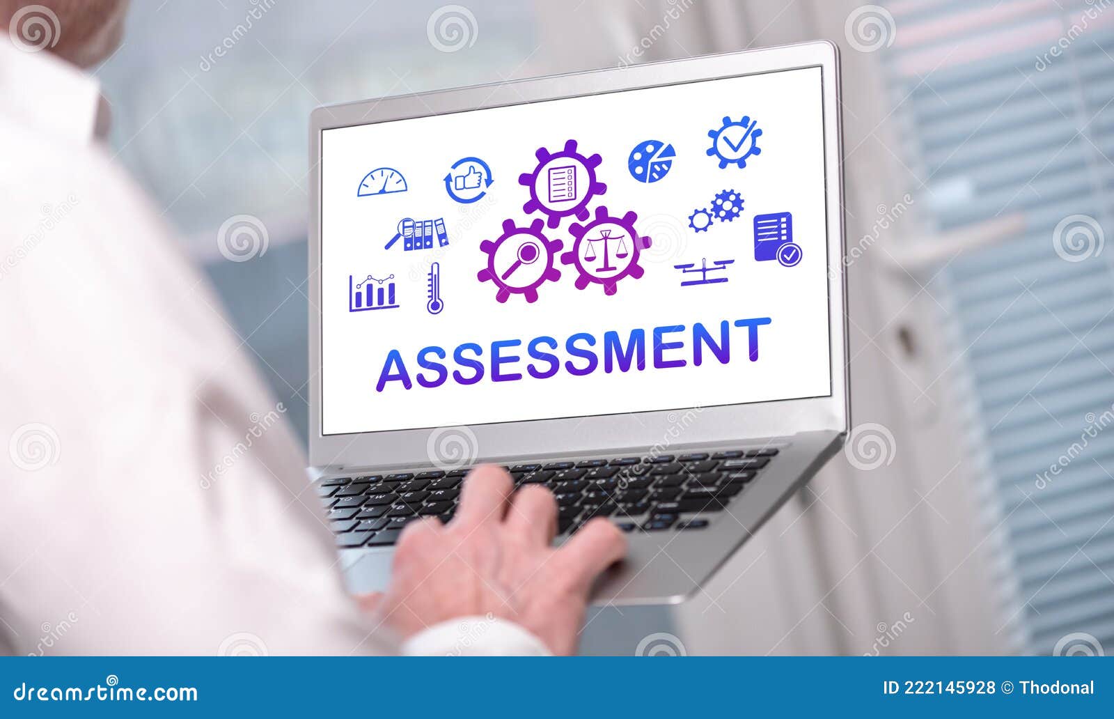Assessment Concept on a Laptop Screen Stock Photo - Image of hands ...