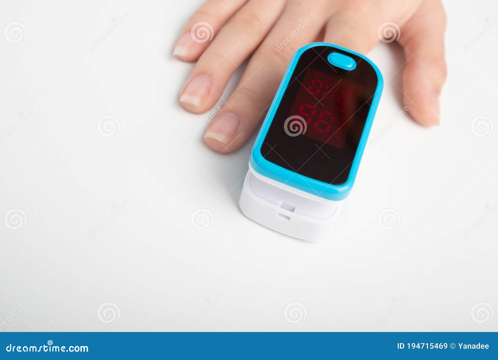 Assessment of the Function of the Respiratory System. Female Finger in ...