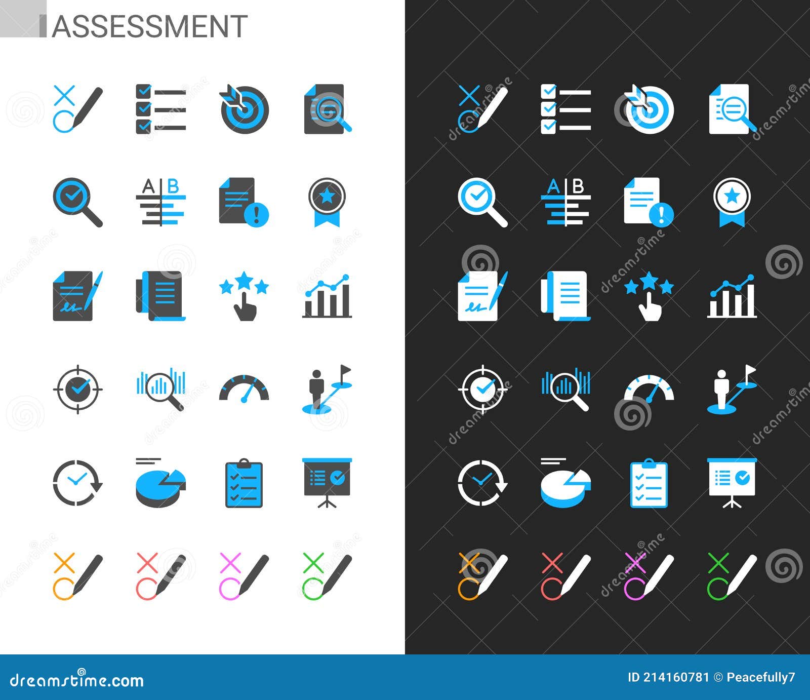 Assessment Icons Collection In Black. Icons Big Set For Design. Vector ...