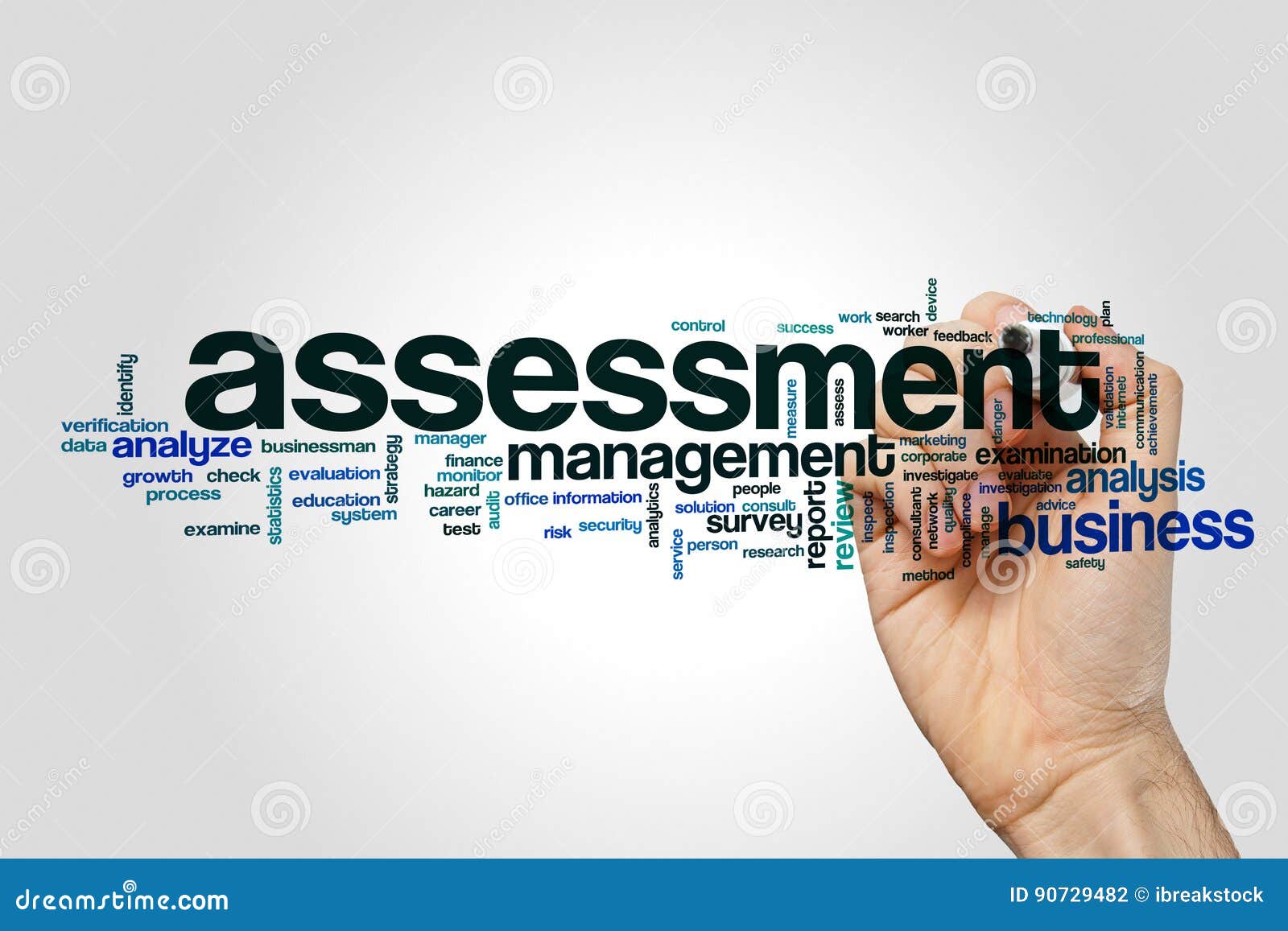 Assessment Word Cloud Concept on Grey Background Stock Photo - Image of ...