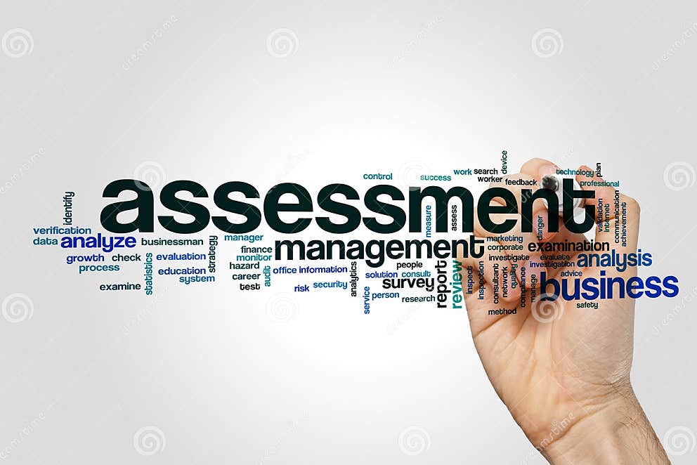 Assessment Word Cloud Concept on Grey Background Stock Photo - Image of ...