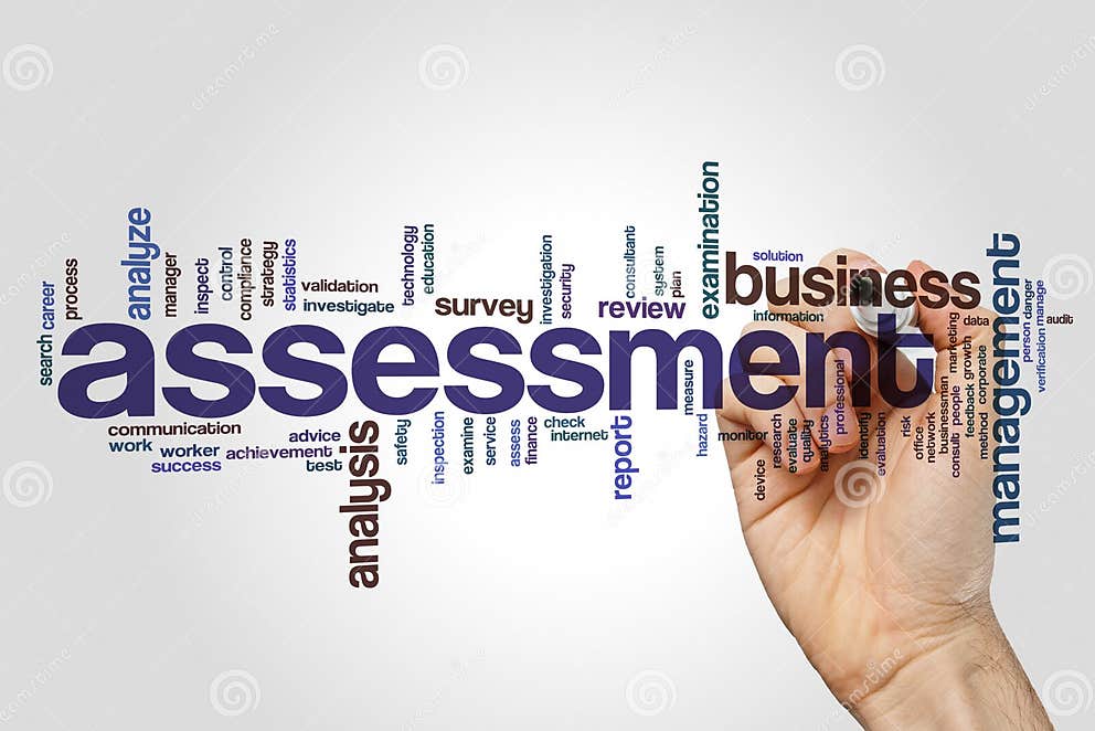 Assessment Word Cloud Concept on Grey Background Stock Image - Image of ...