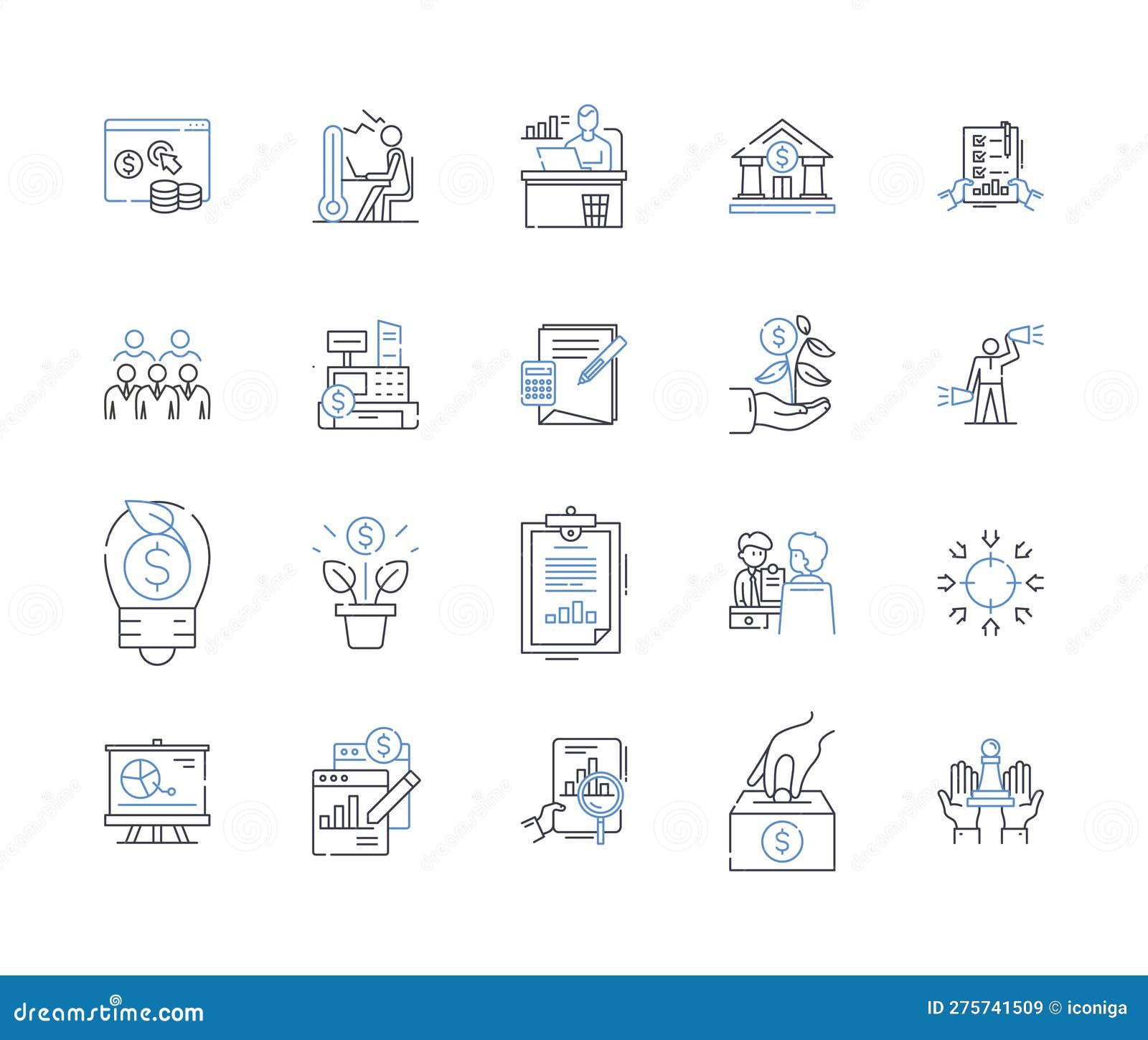 Asset Allocation Line Icons Collection Diversification Portfolio