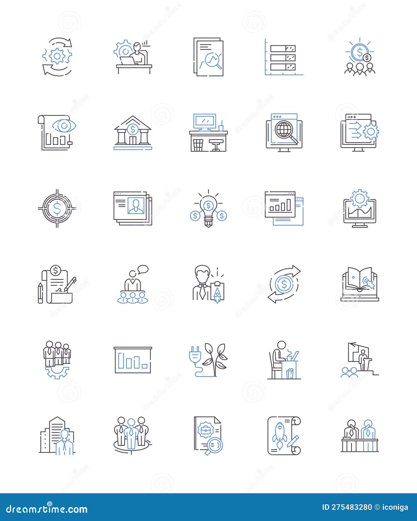 Asset Allocation Line Icons Collection Diversification Portfolio