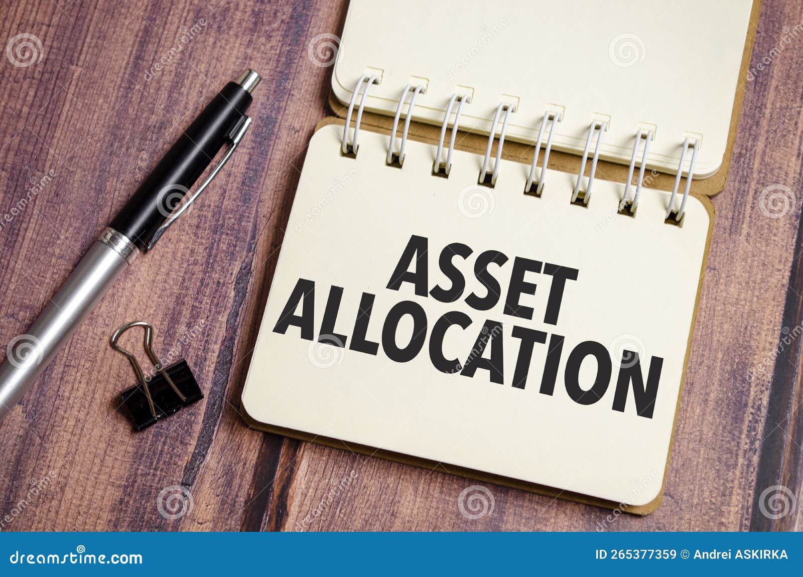 Asset Allocation Words on Notebook with Pen and Clips Stock Image ...