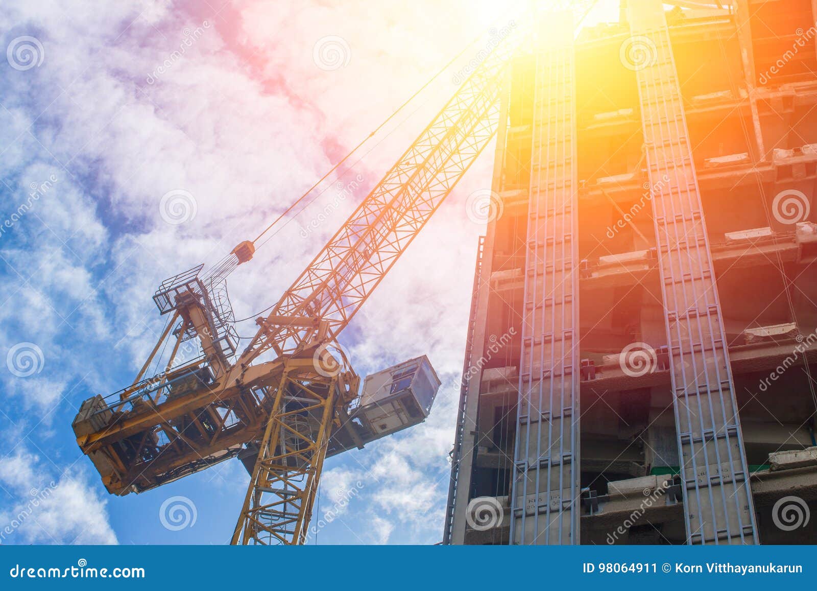 Asset Development Concept. Crain with Under Construction Building ...