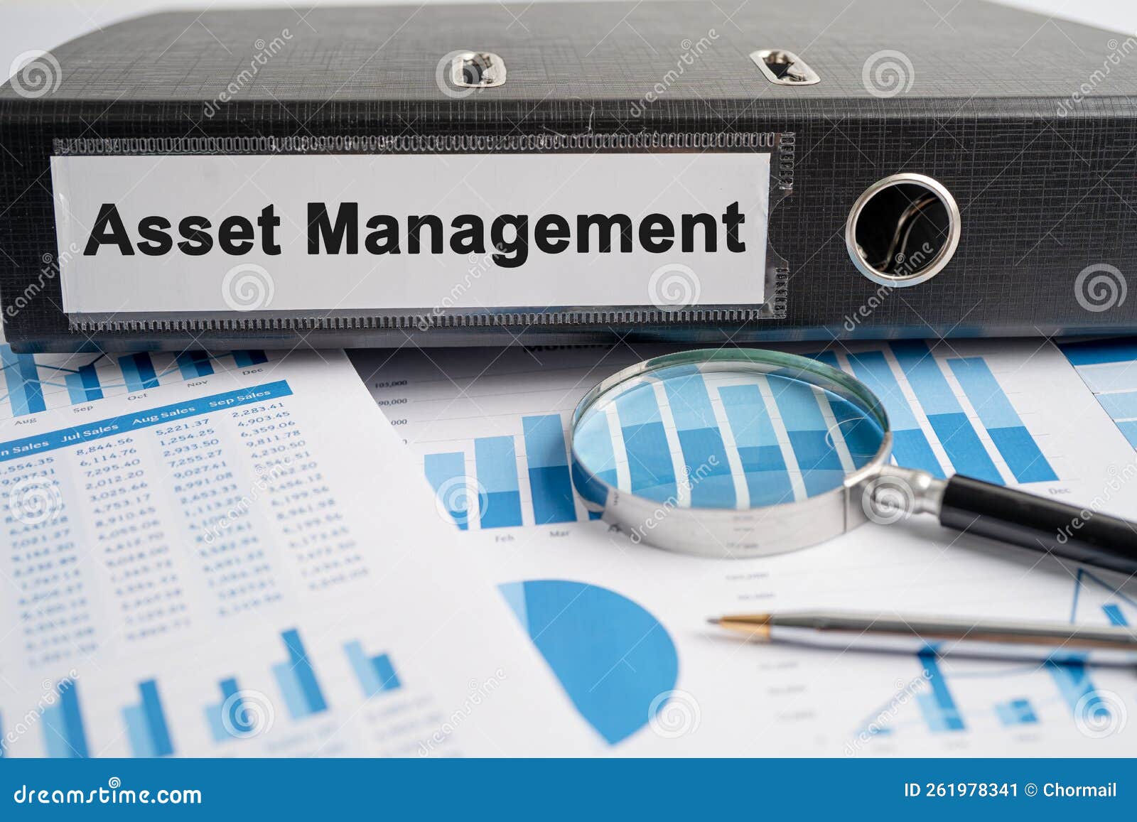 Asset Management. Binder Data Finance Report Business with Graph ...