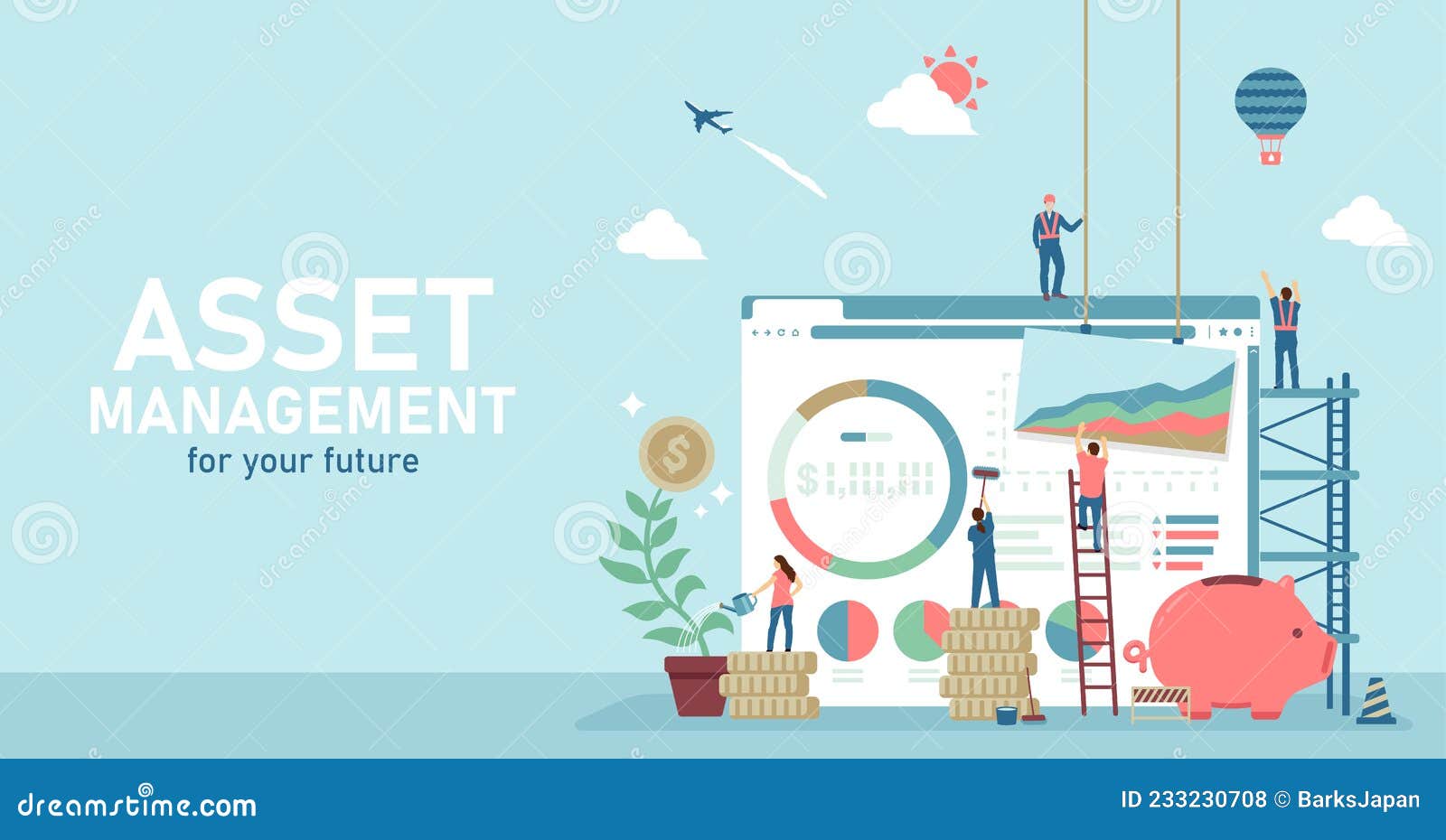 Asset Management Concept Vector Web Banner Illustration Stock Vector ...