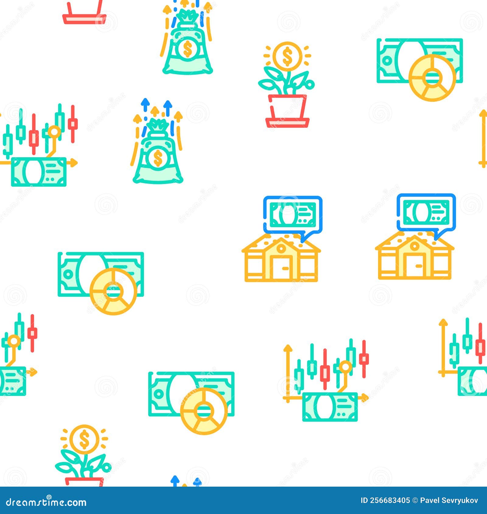 Asset Management Digital Business Vector Seamless Pattern Stock ...