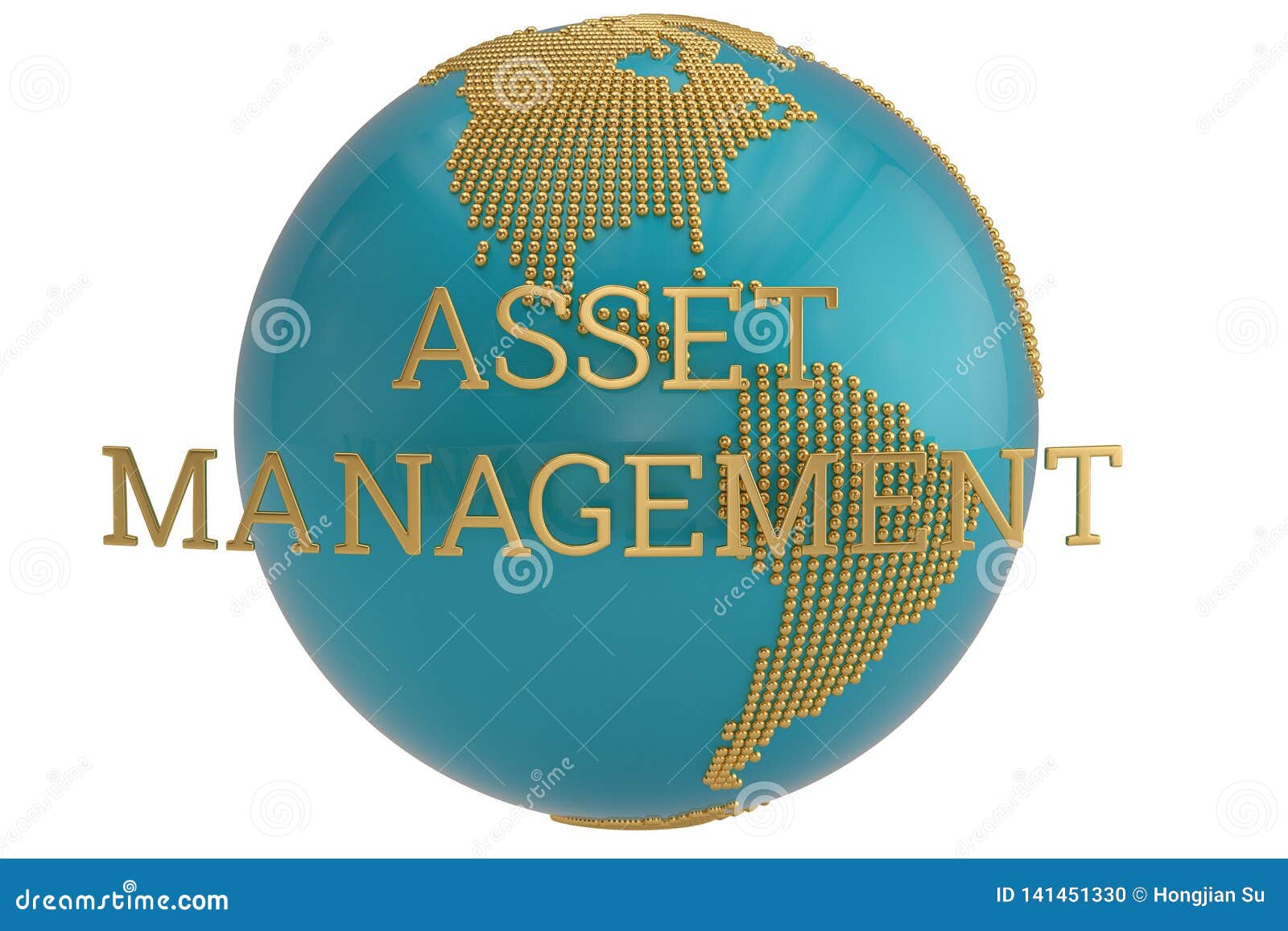 Asset Management Word and Globe on White Background. 3D Illustration ...