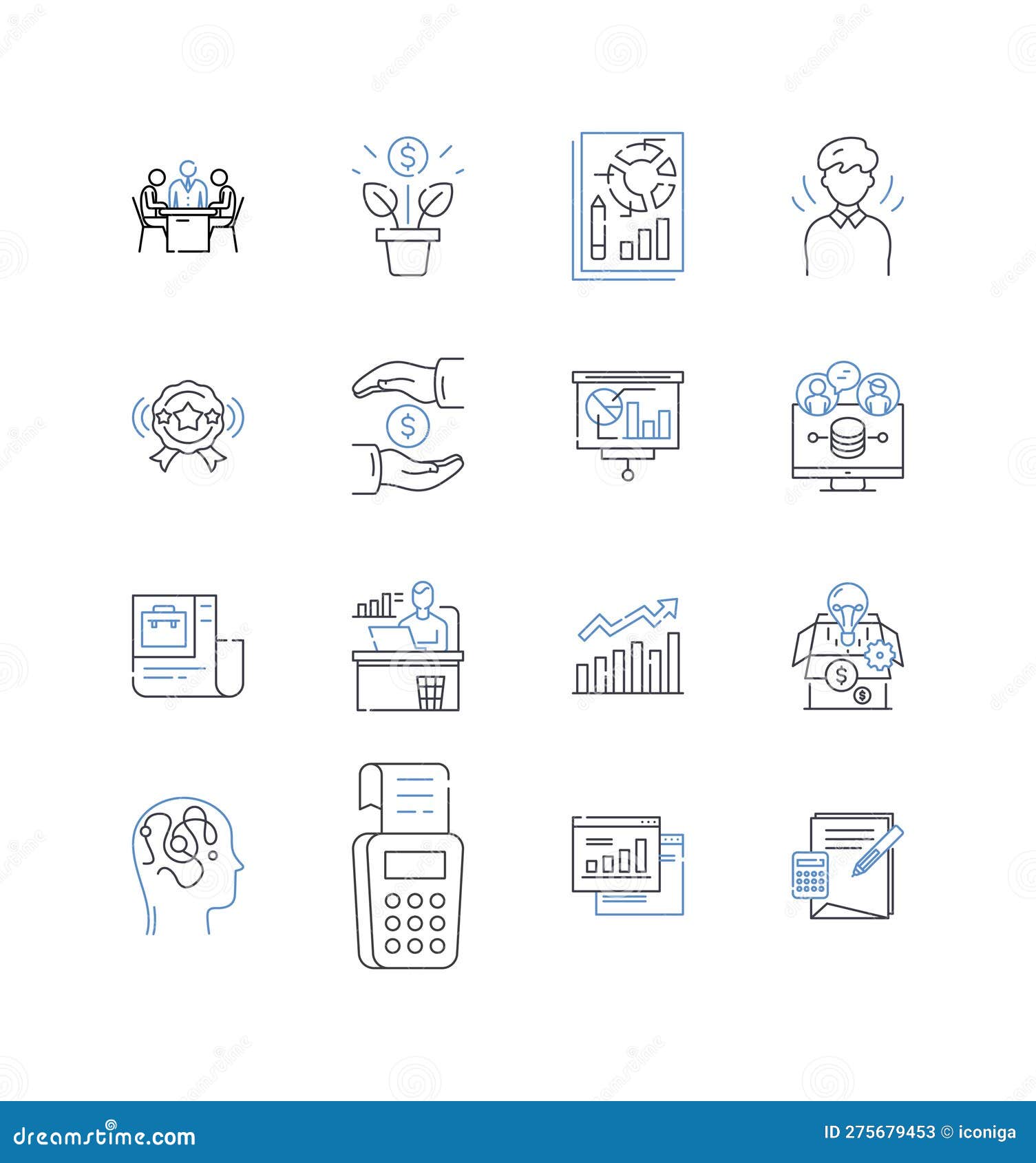 Asset Process Line Icons Collection. Tracking, Management, Optimization ...