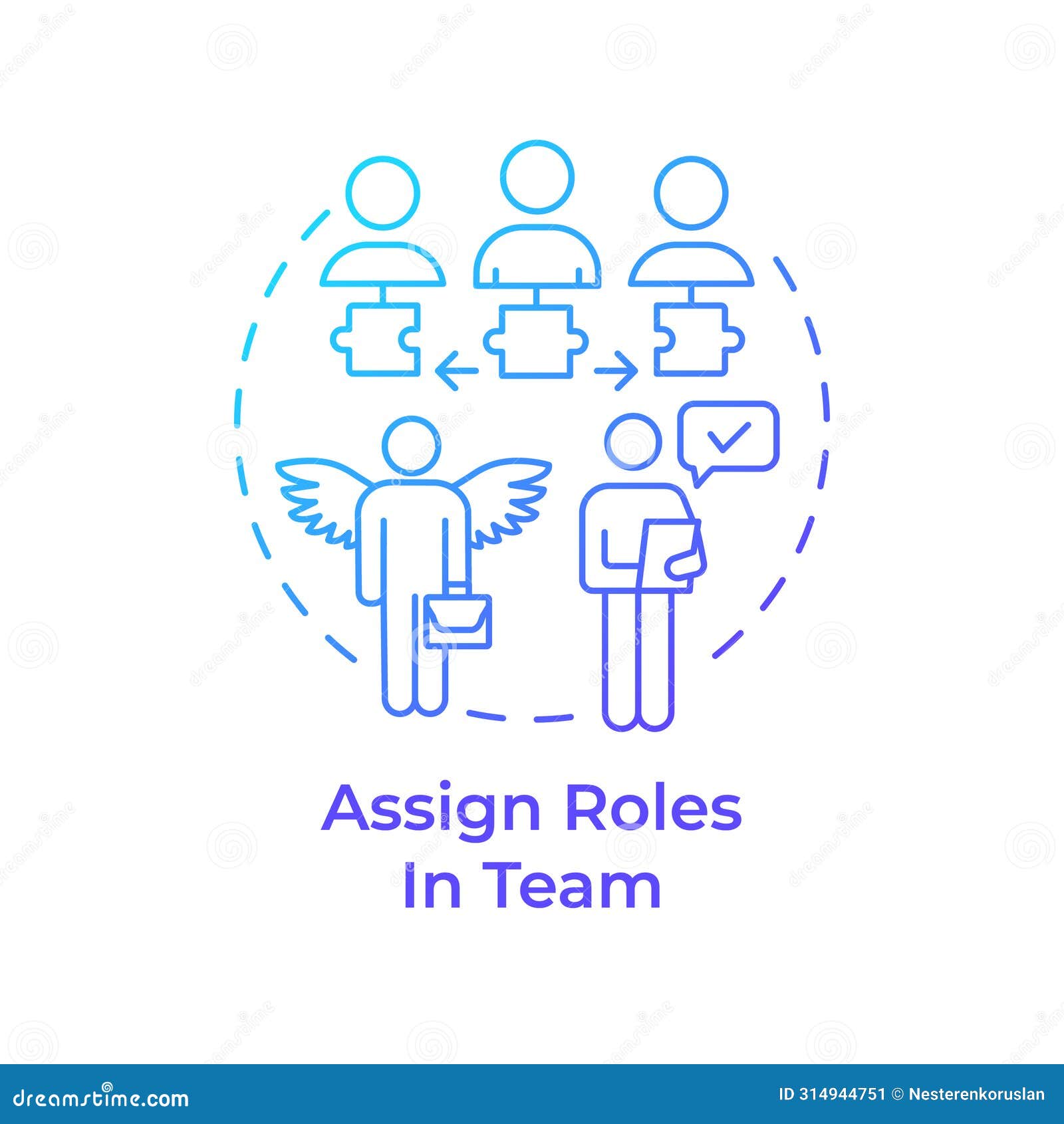 Assign Roles In Team Blue Gradient Concept Icon Vector Illustration ...
