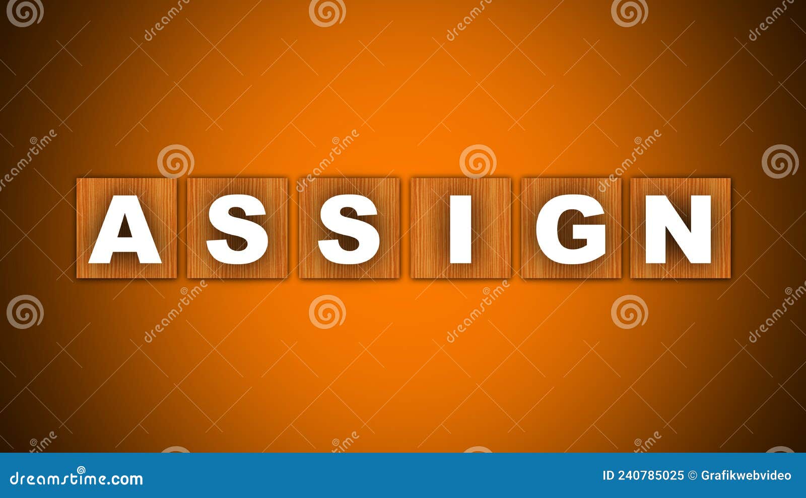 Assign Text Title - Square Wooden Concept - Orange Background - 3D ...