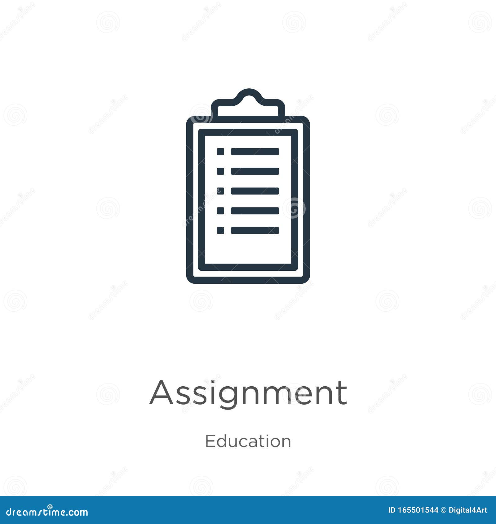 Assignment Icon Thin Linear Assignment Outline Icon Isolated On White Background From Education