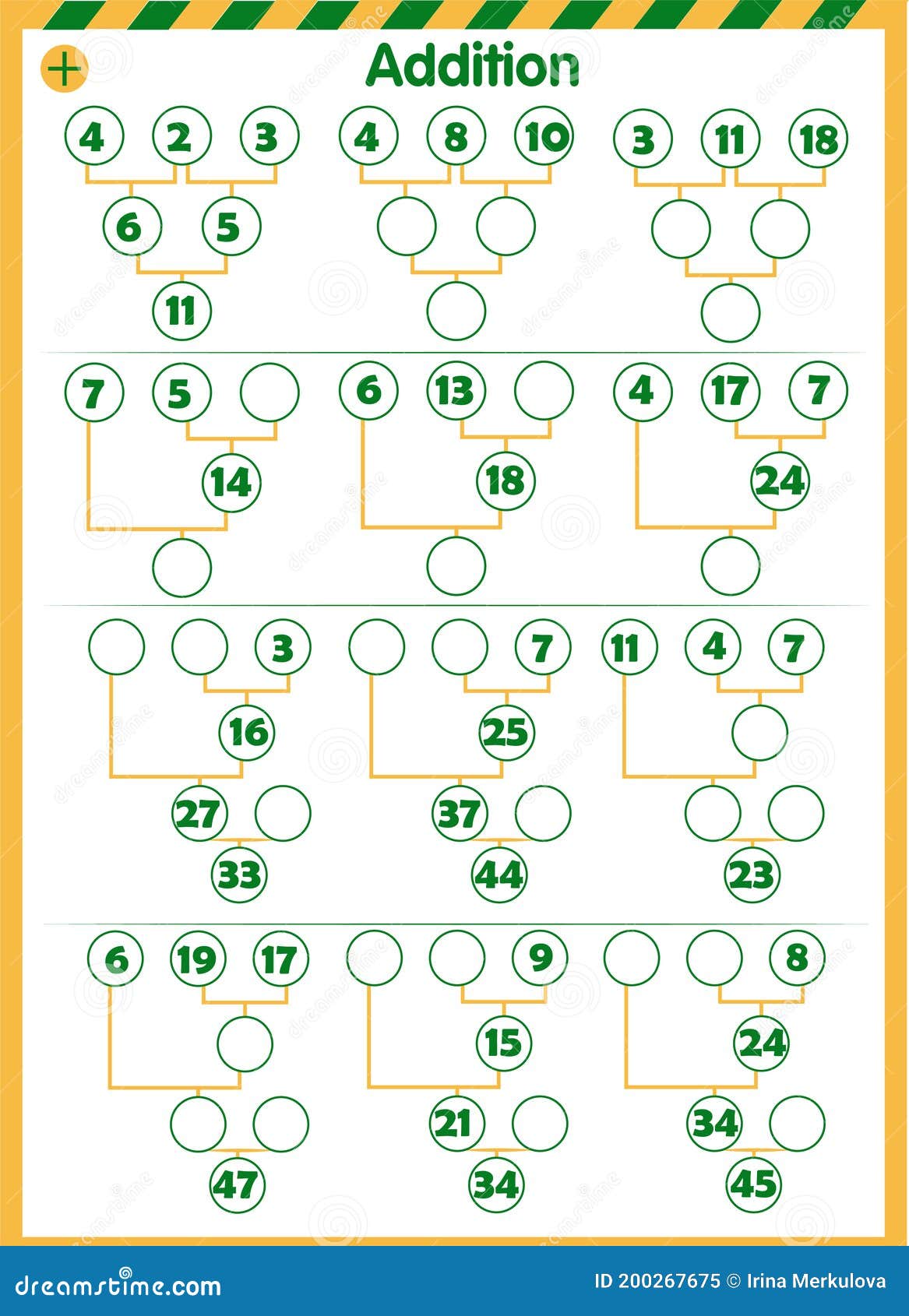 Assignment Sheets for Children. Perform Addition Write in the Empty ...