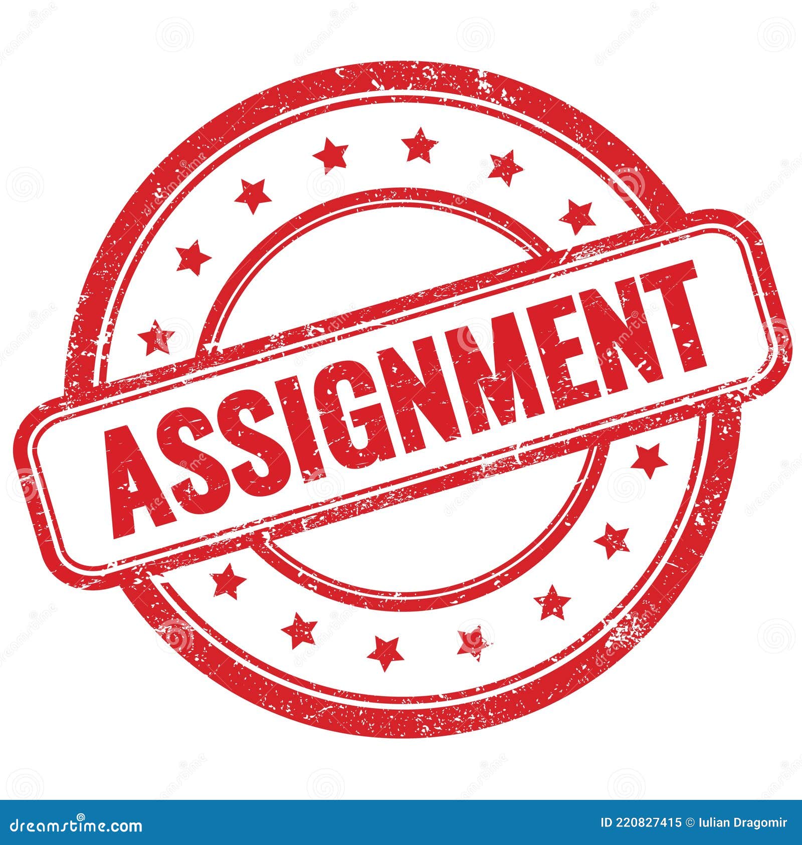 ASSIGNMENT Text on Red Grungy Round Rubber Stamp Stock Illustration ...
